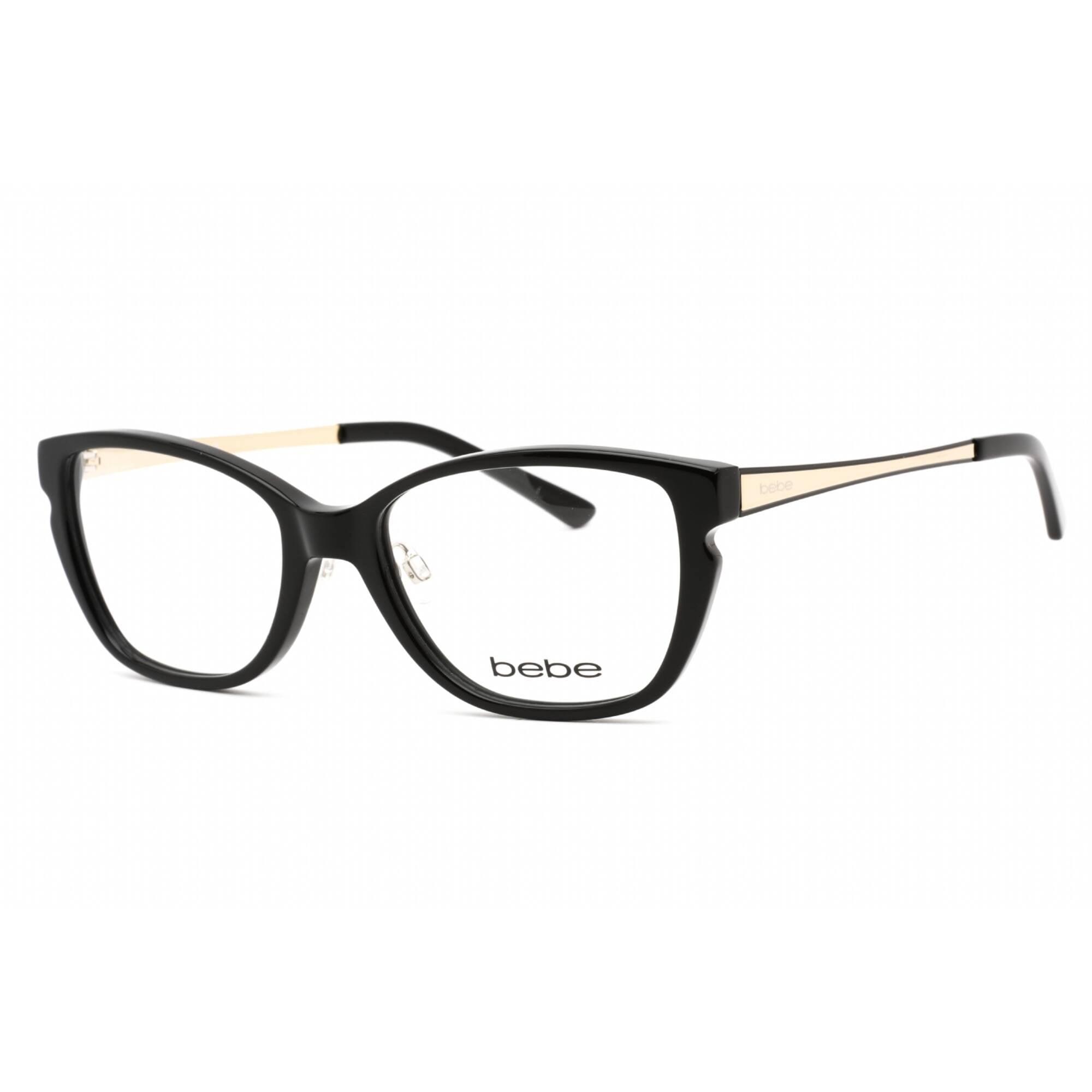 Bebe Women's Eyeglasses - Jet Black Gold Rectangular Shape Frame Clear