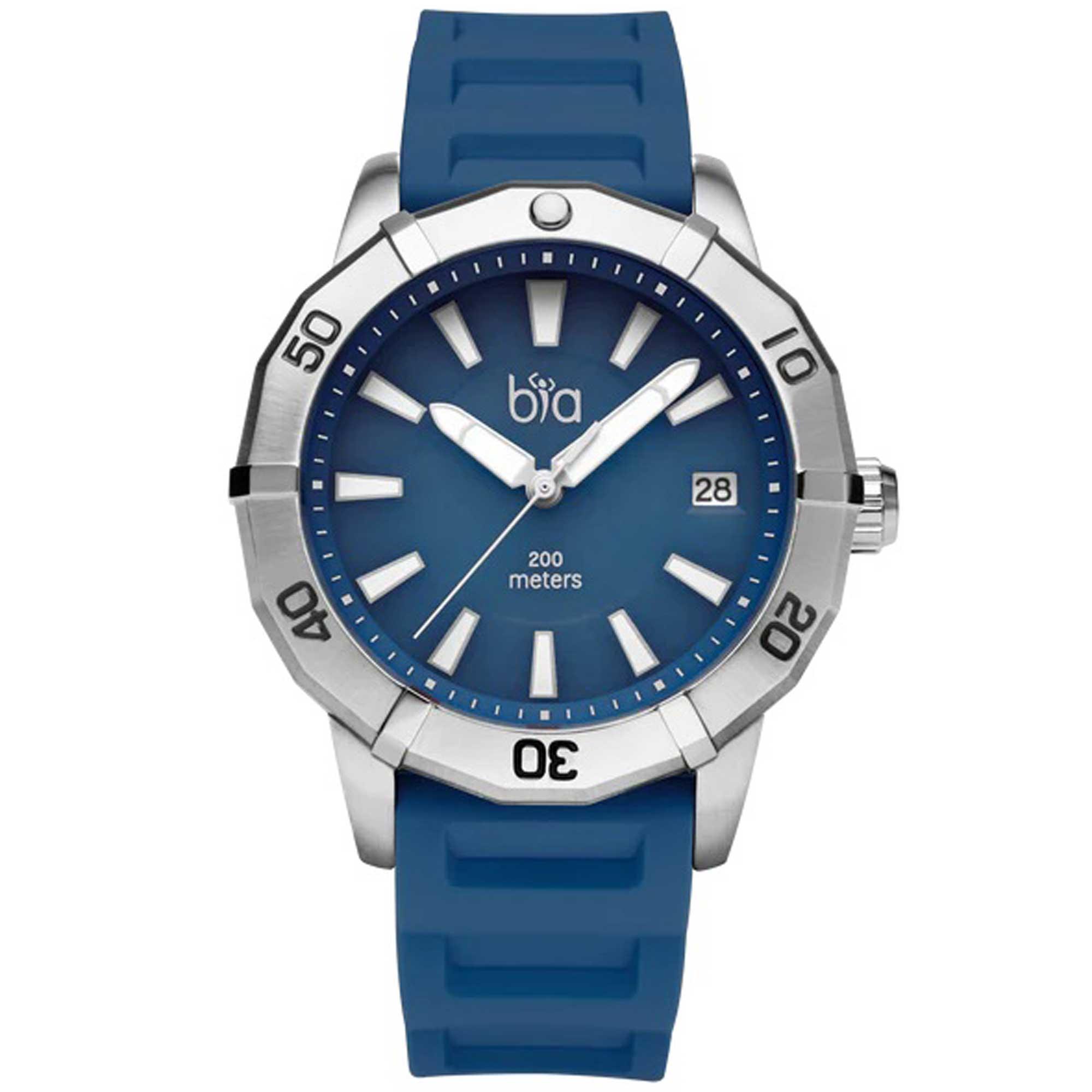 BIA Women's Quartz Watch - Rosie Rotating Bezel Blue Dial Silicone Str