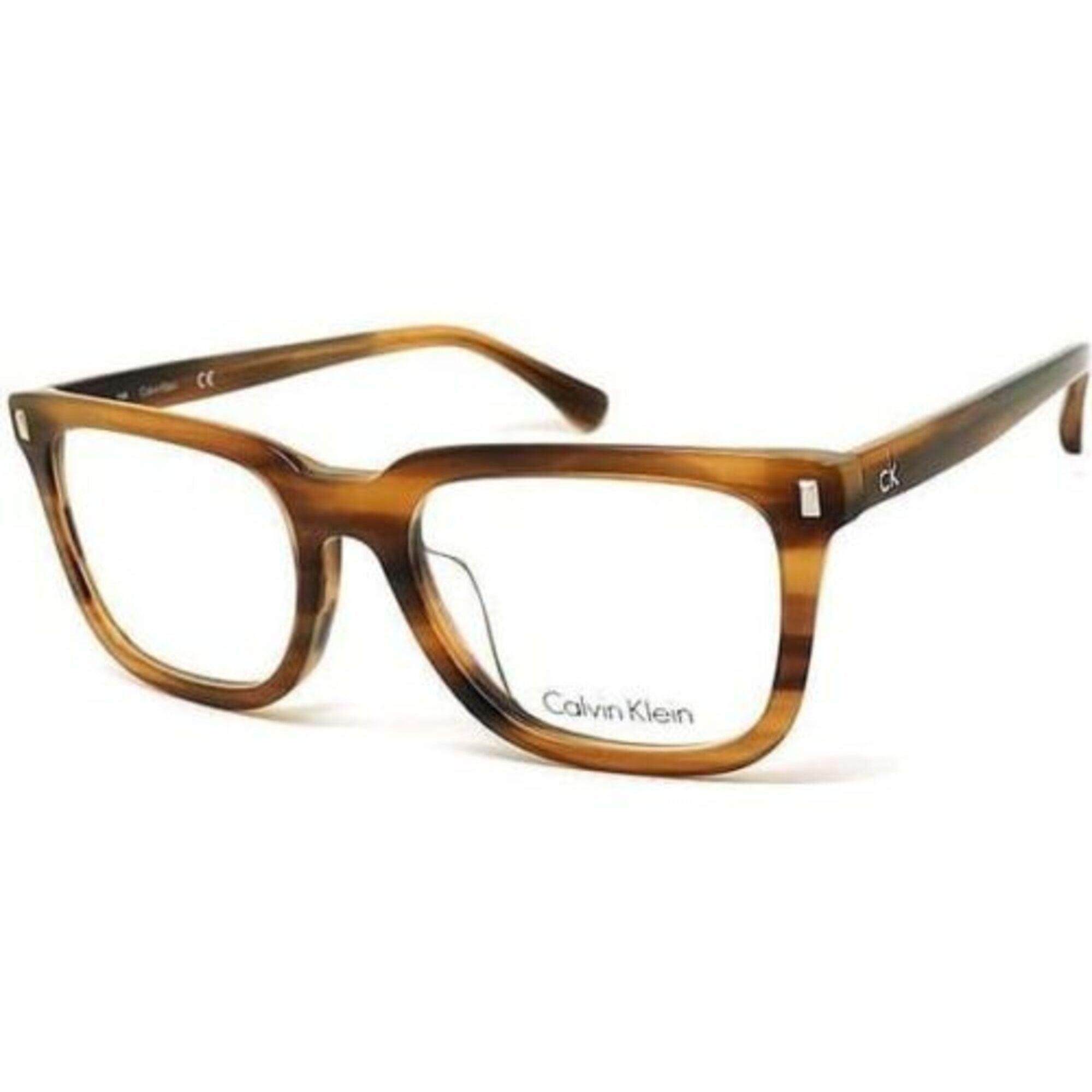 Calvin Klein Unisex Eyeglasses - Brown Horn Square Frame | CALVIN KLEI