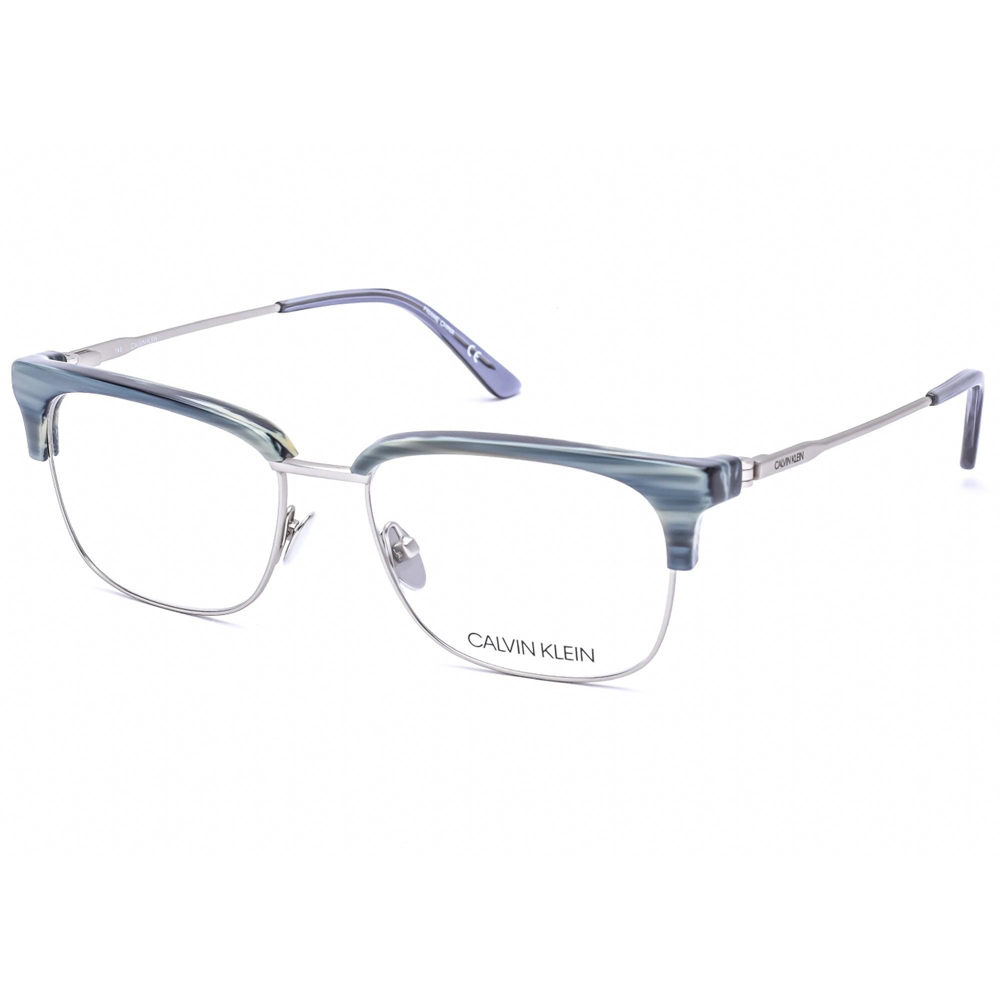 Calvin Klein Unisex Eyeglasses - Slate Blue Horn Metal Frame Clear Len
