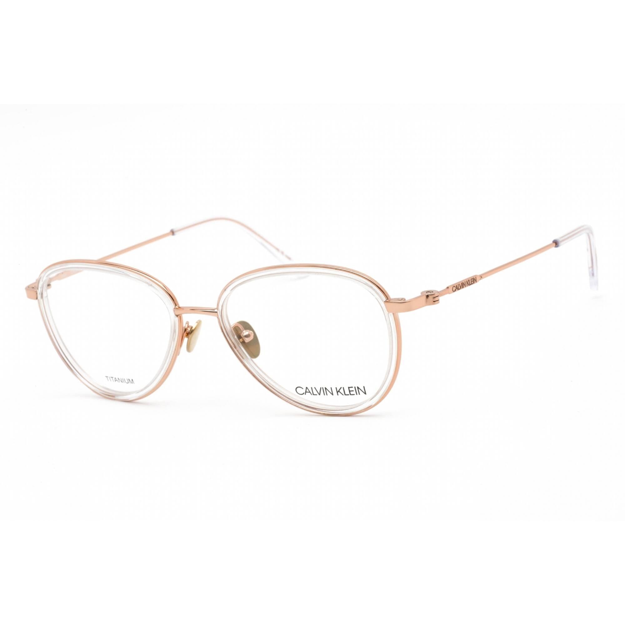 Calvin Klein Women's Eyeglasses - Full Rim Crystal Titanium Round Fram