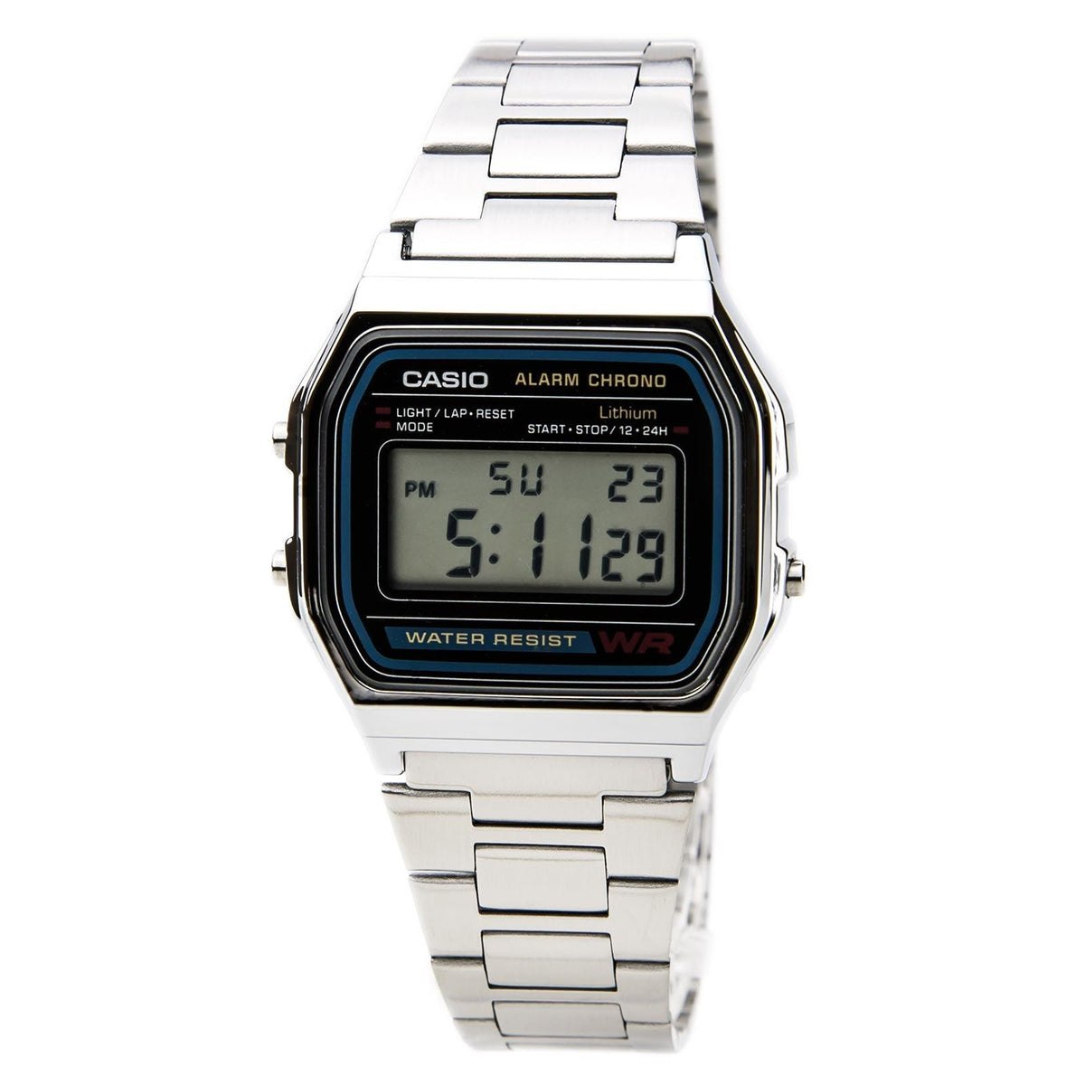 Casio Men's Classic Digital Grey Dial Stainless Steel Chrono Stop Watch ...