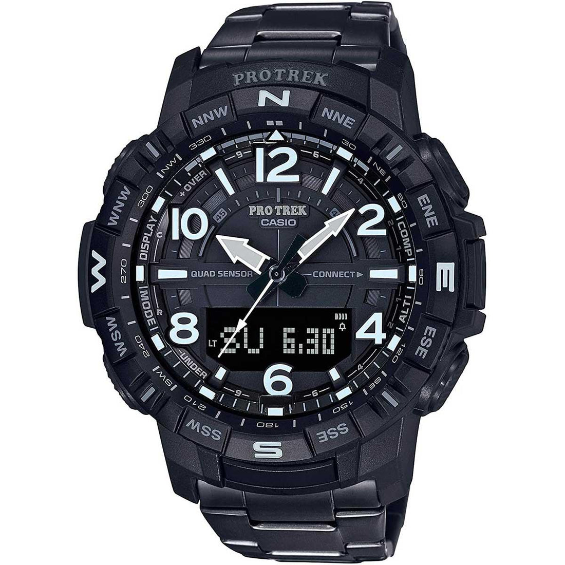 Casio Men's Quartz Watch - Pro Trek Compass Ana-Digi Dial Black Bracel