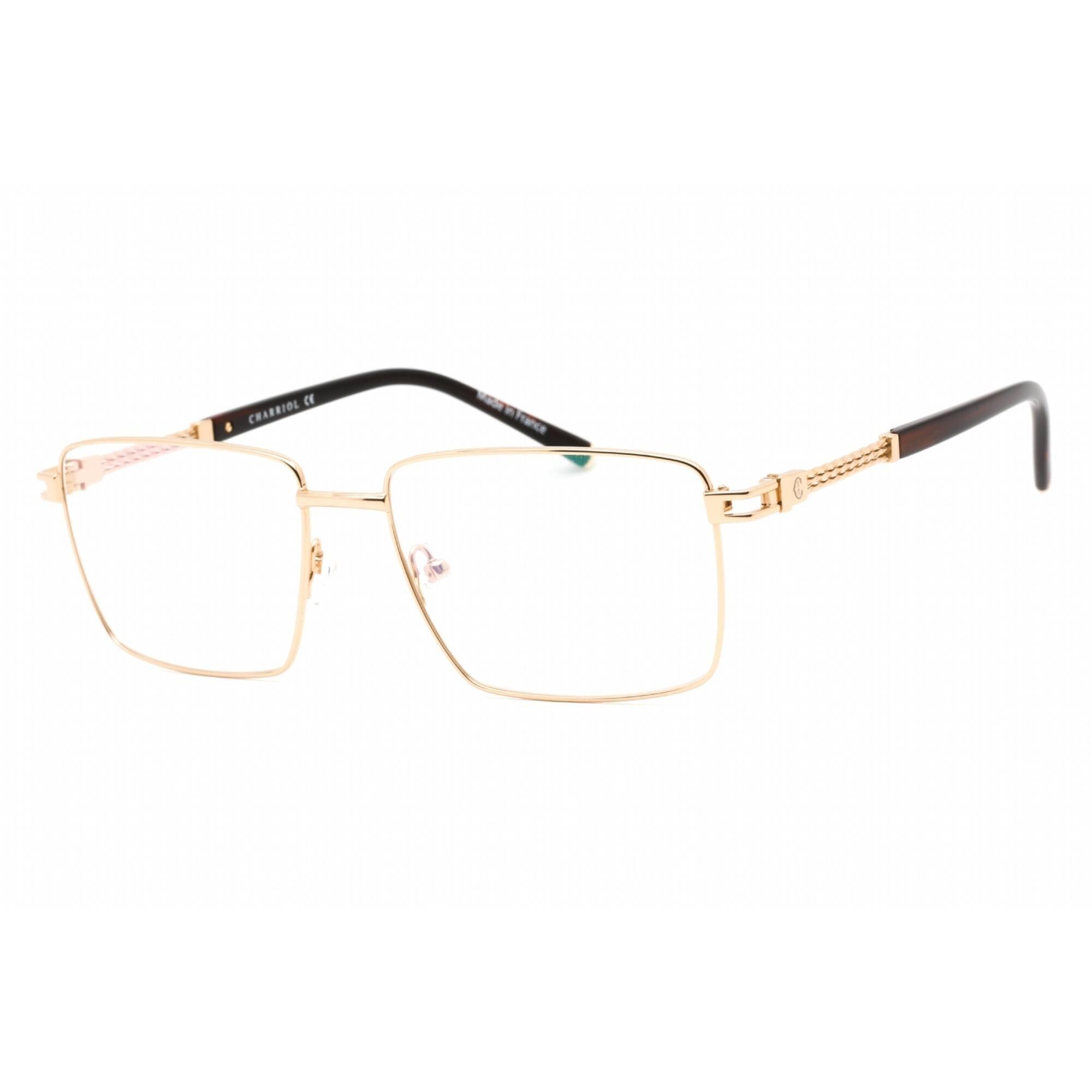 Charriol Men's Eyeglasses - Full Rim Shiny Gold Rectangular Metal Fram