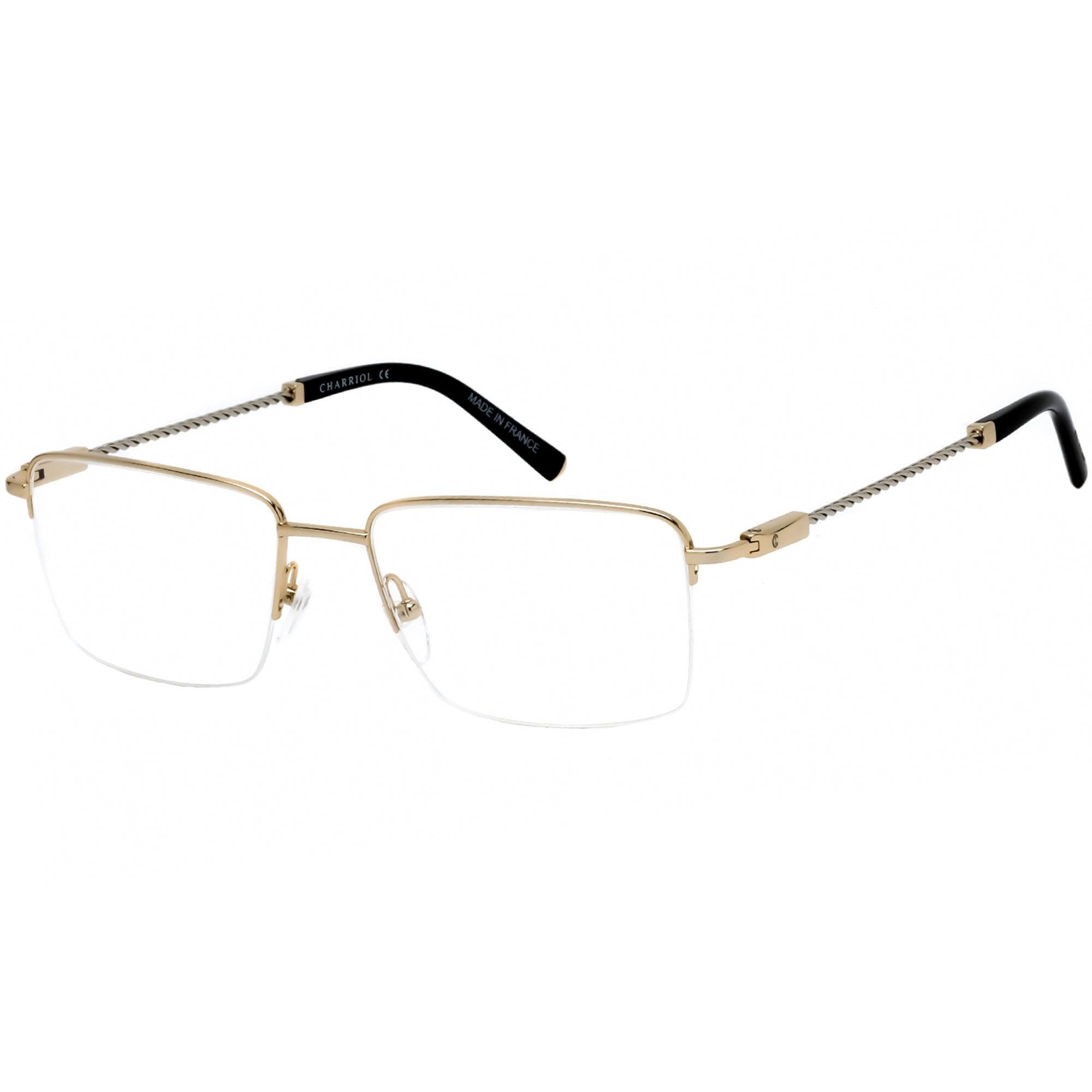 Charriol Men's Eyeglasses - Half Rim Gold and Silver Titanium Frame