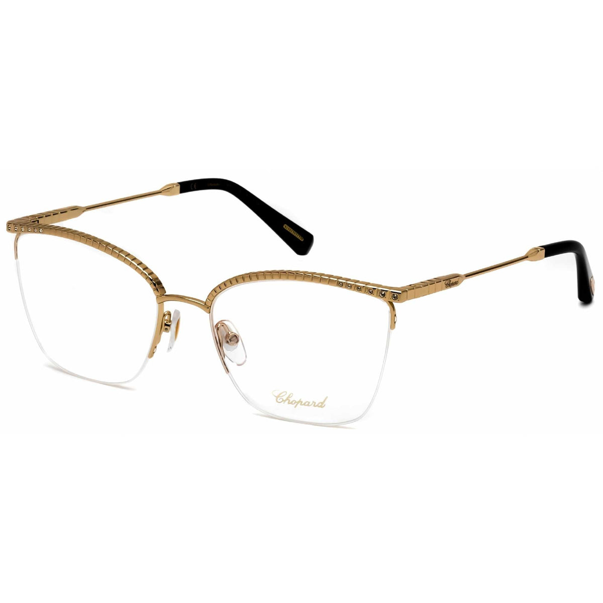 Chopard Unisex Eyeglasses - Shiny Rose Gold Cat Eye Half Rim Frame | V