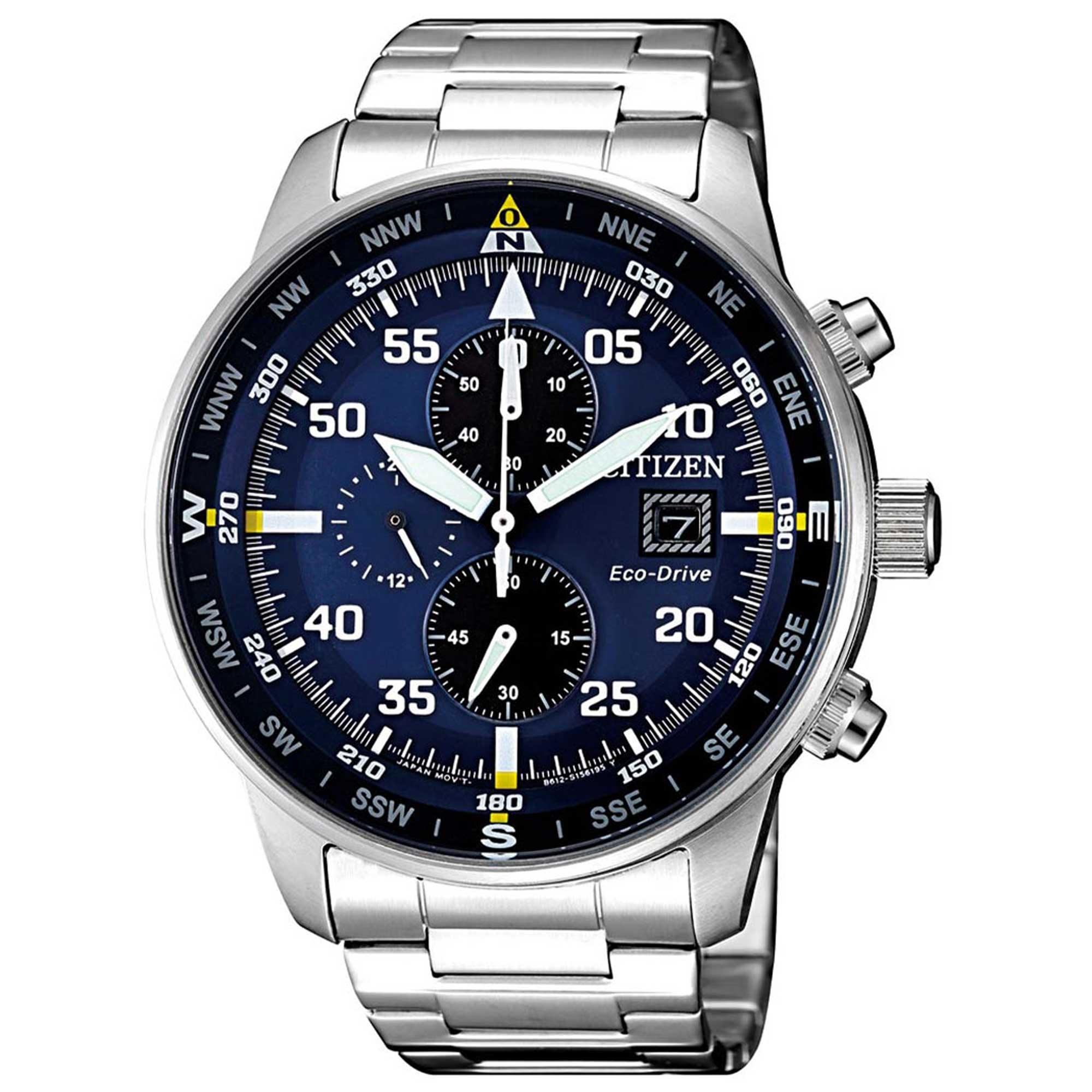 Citizen Men's Watch - Eco-Drive Blue and Black Dial Compass Bracelet