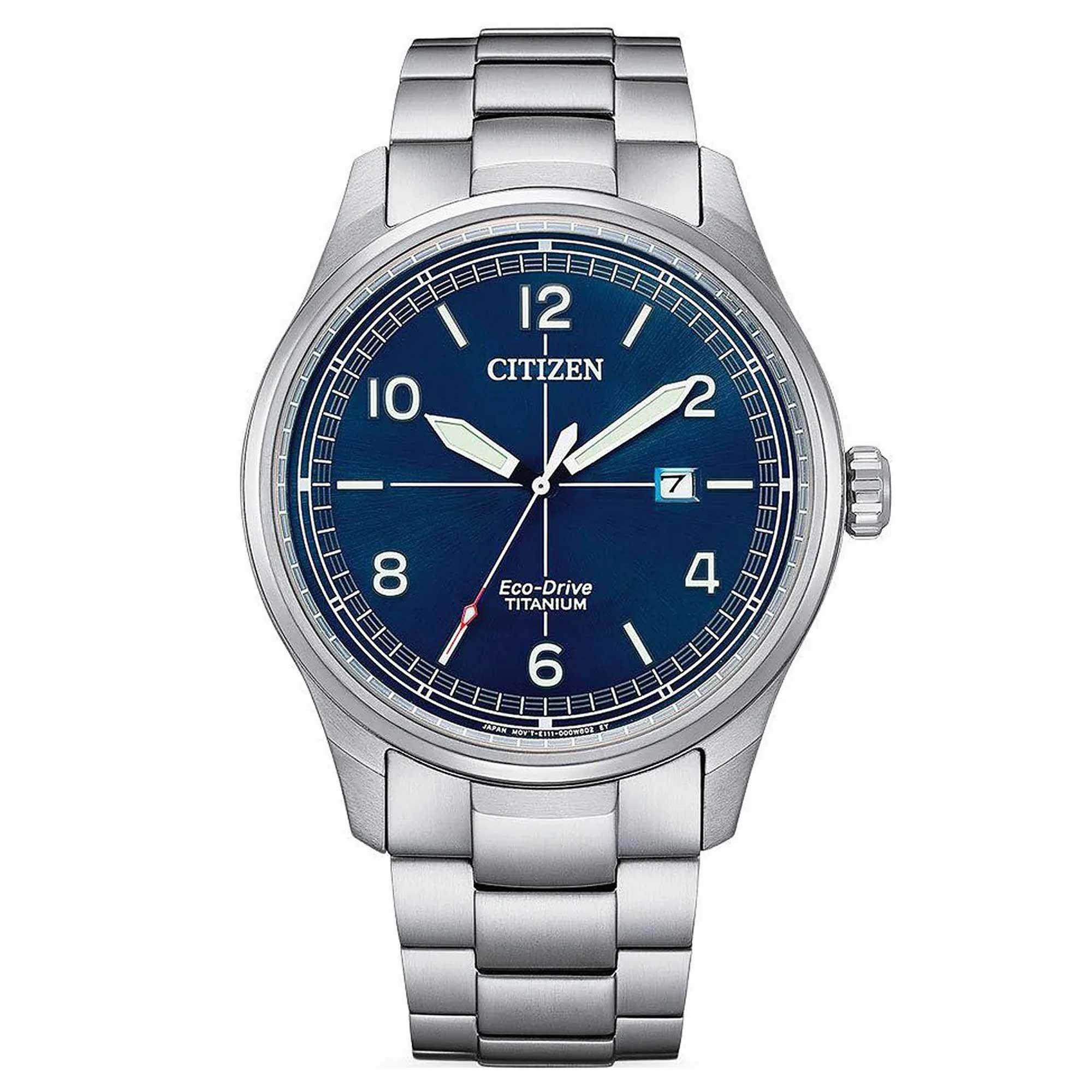 Citizen Men's Watch - Eco-Drive Blue Dial Silver Tone Titanium Bracele