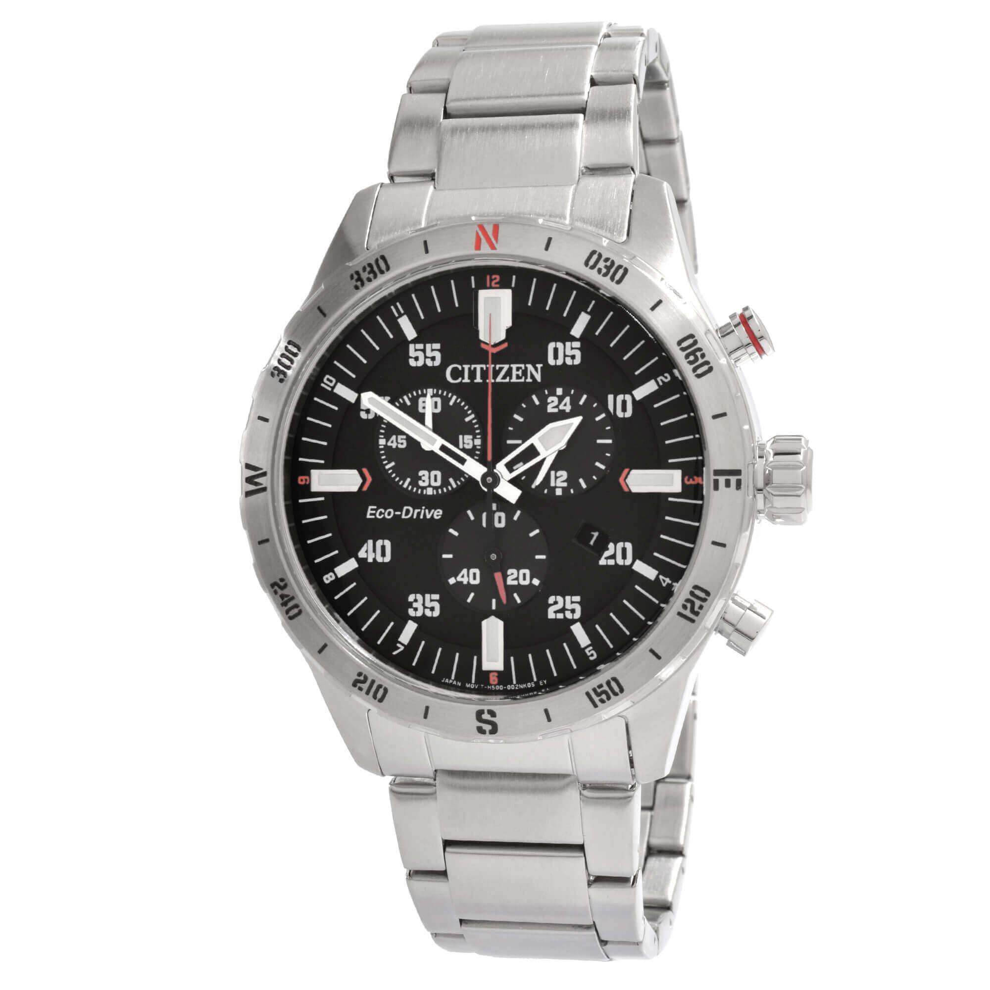 Citizen Men's Watch - Eco-Drive Chronograph Black Dial Steel Bracelet