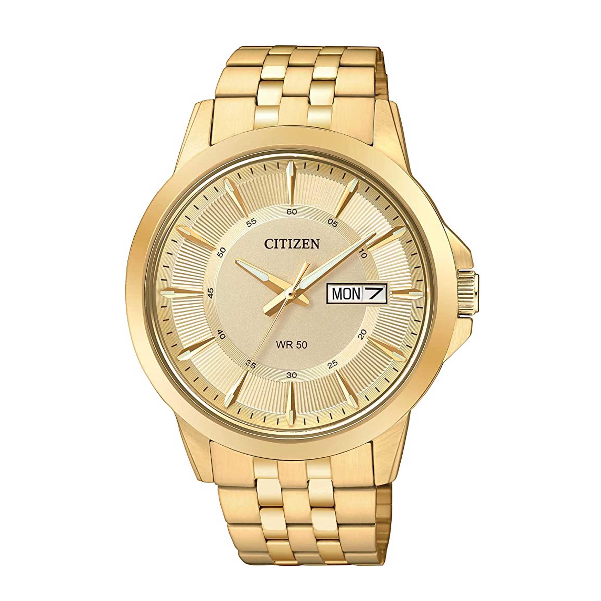 Citizen Men's Watch - Japanese Quartz Gold Dial Yellow Gold Bracelet