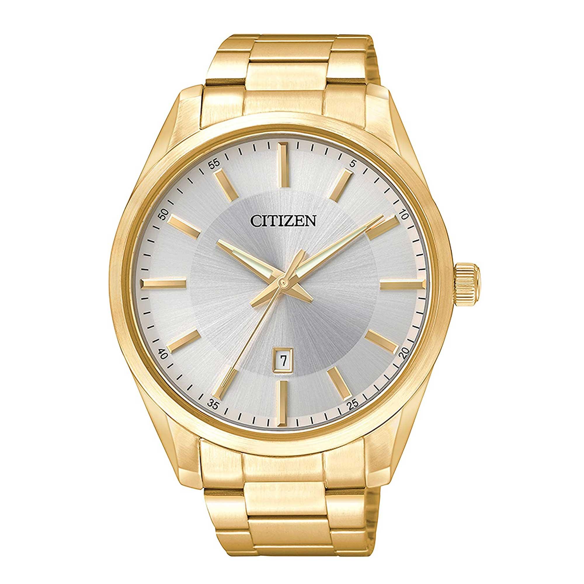 Citizen Men's Watch - Japanese Quartz Silver Dial Yellow Gold Bracelet ...