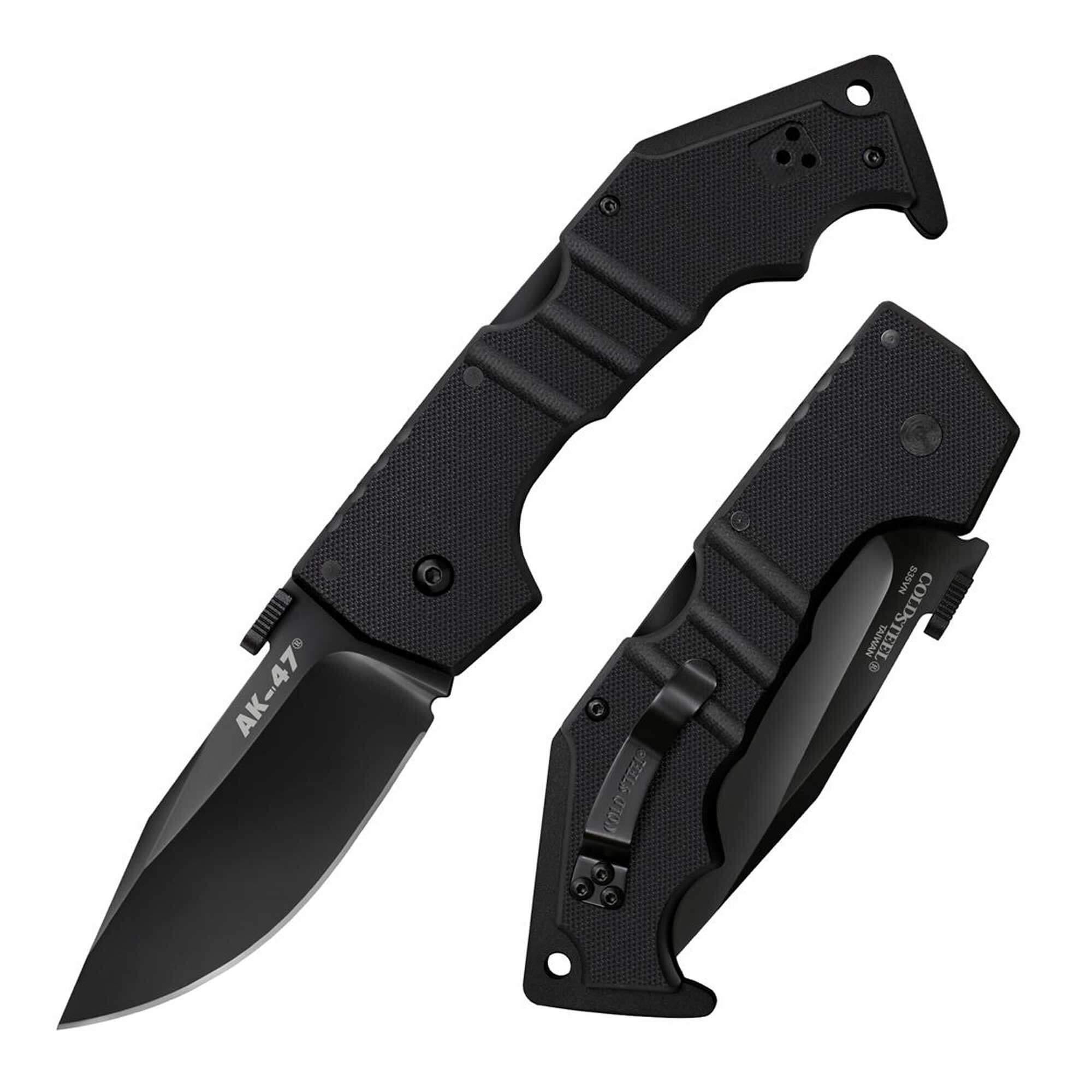 Cold Steel Folding Knife - AK-47 Clip Point Steel Blade with Tri-Ad lo