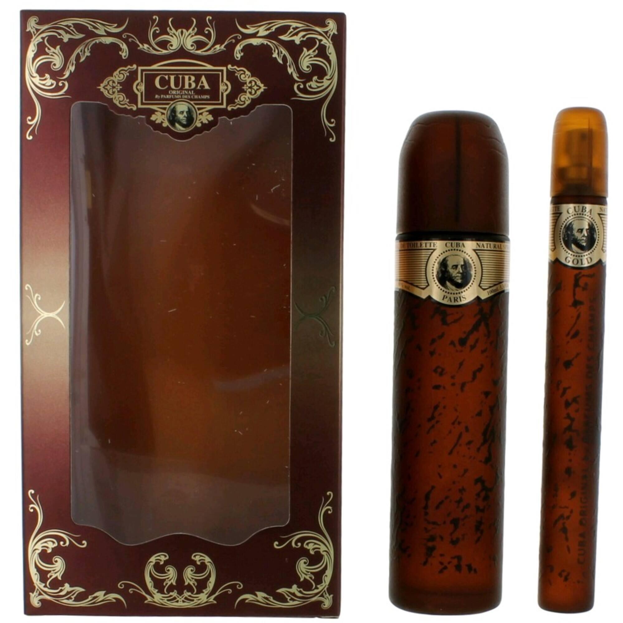 Cuba Men's Perfume Gift Set - Gold Woody Aromatic Fragrance EDT Spray,