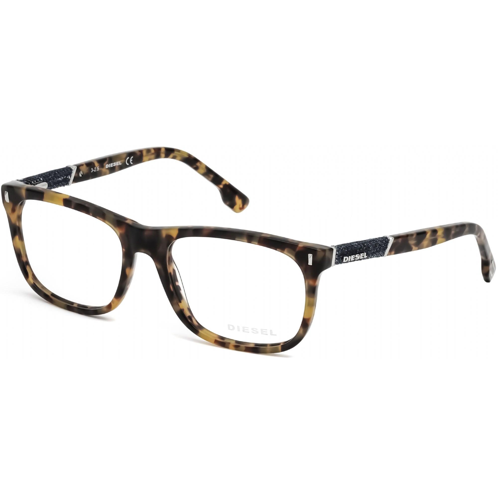 Diesel Men's Eyeglasses - Blonde Havana Rectangular Shape Plastic Fram