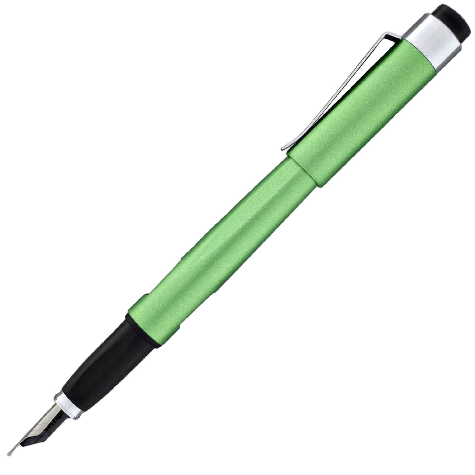 Diplomat Fountain Pen - Magnum Lime Green Resin Snap On Cap, Broad Nib