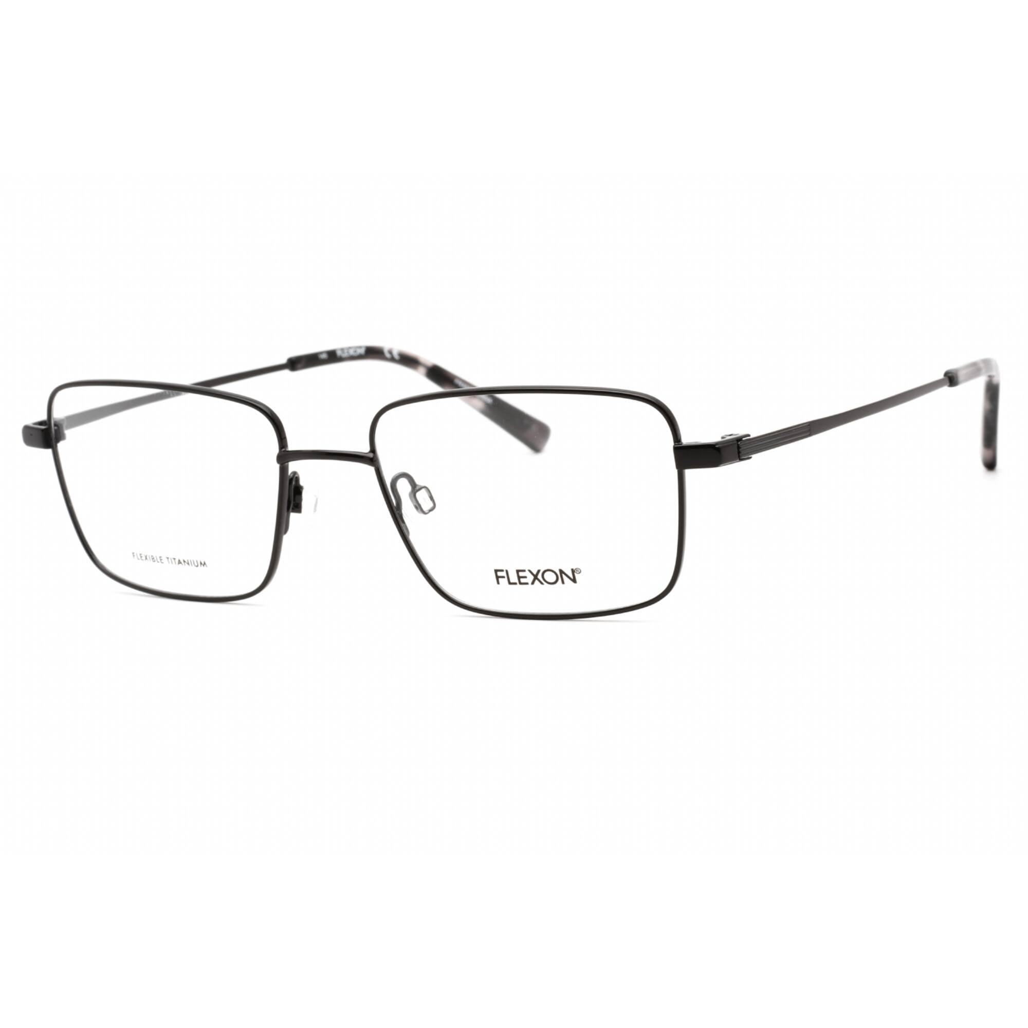 Flexon Men's Eyeglasses - Full Rim Black Metal Rectangular Frame | FLE