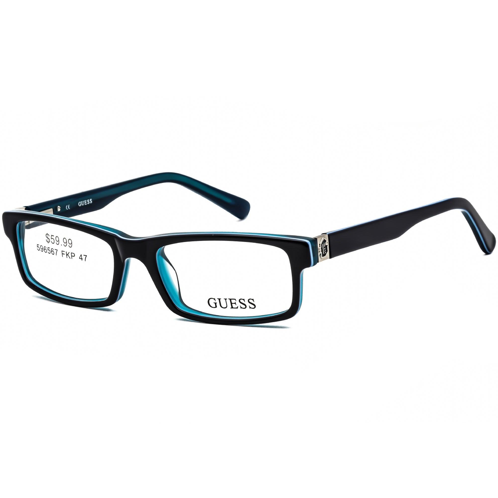 Guess Women's Eyeglasses - Clear Demo Lens Black and Blue Plastic Fram