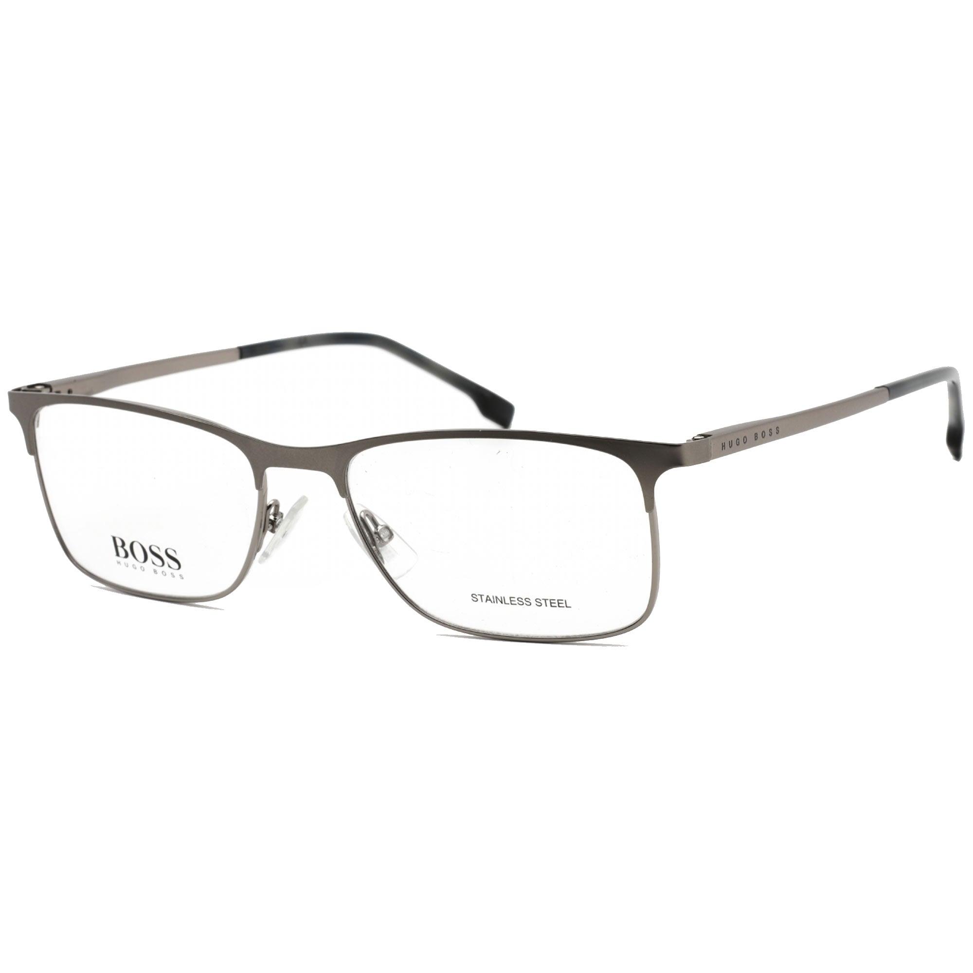 Hugo Boss Unisex Eyeglasses - Matte Ruthenium and Black Rectangular