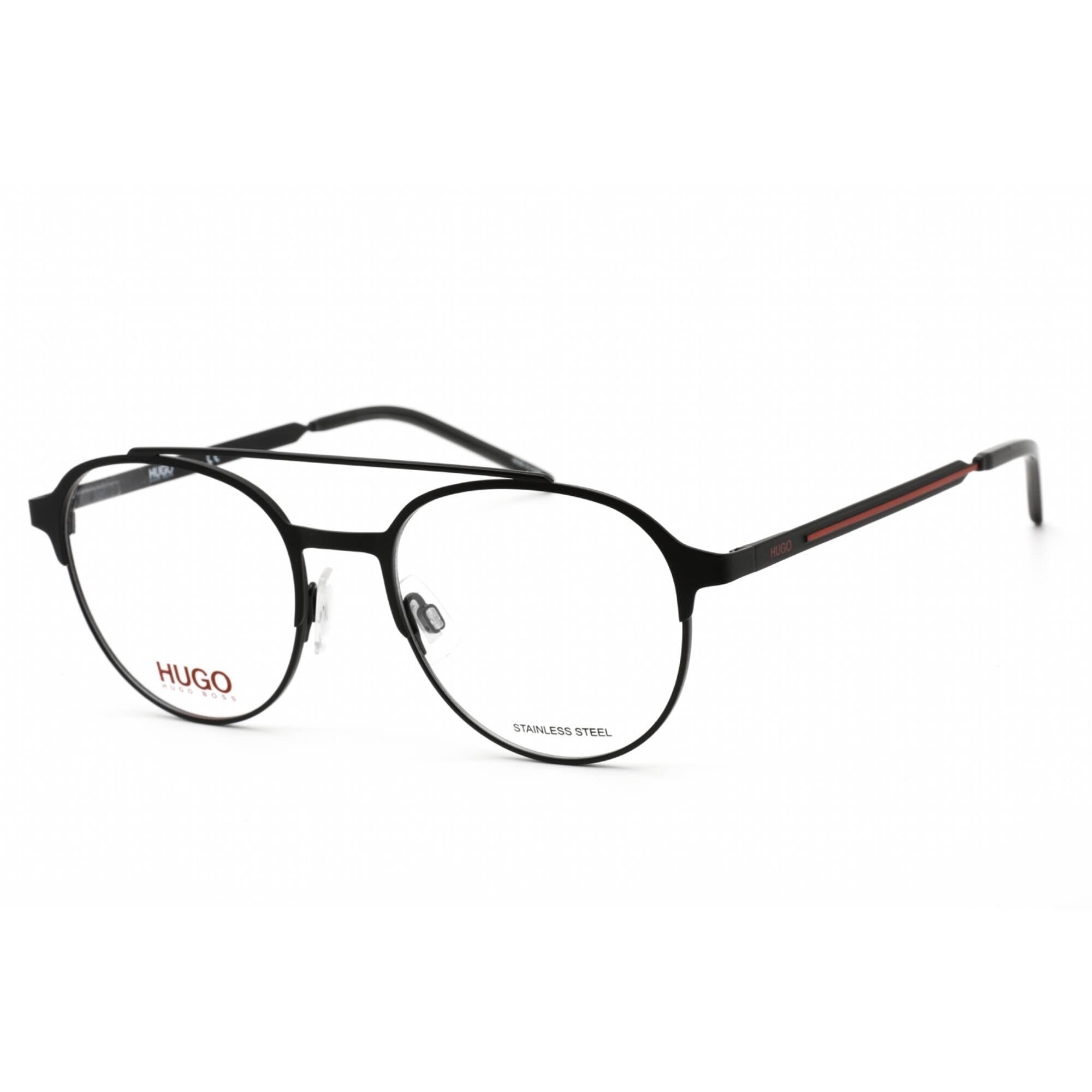 Hugo Men's Eyeglasses - Matte Black Stainless Steel Aviator Frame | HG