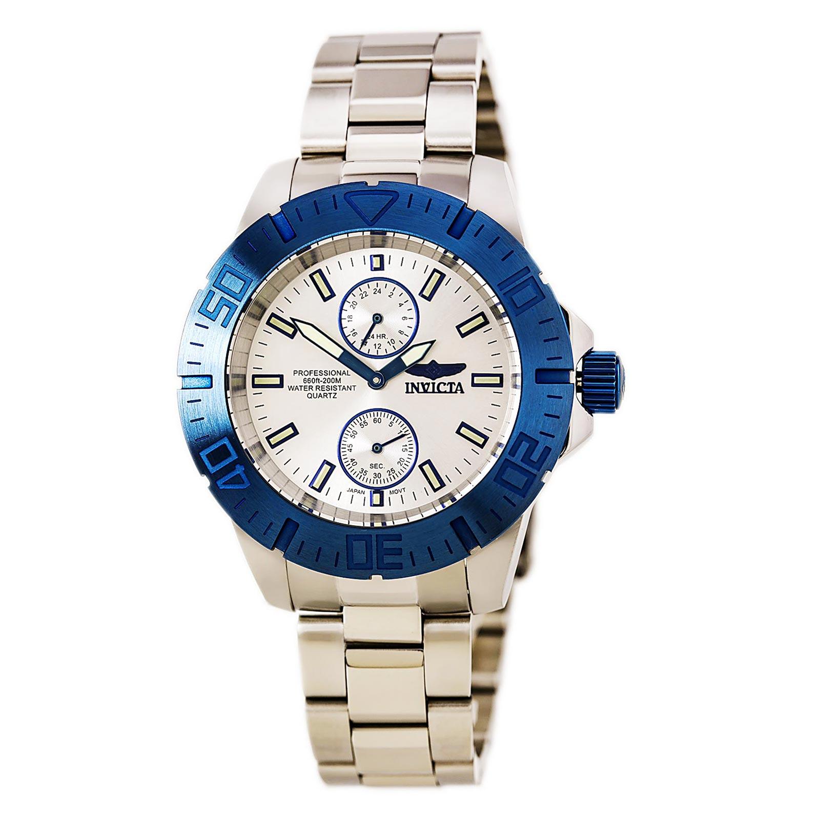 Invicta 14059 Men's Pro Diver Silver Dial Blue Bezel Stainless Steel D