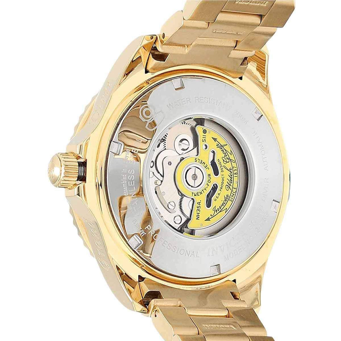 Invicta Men's Automatic Watch - Grand Diver Black Dial Yellow Steel ...