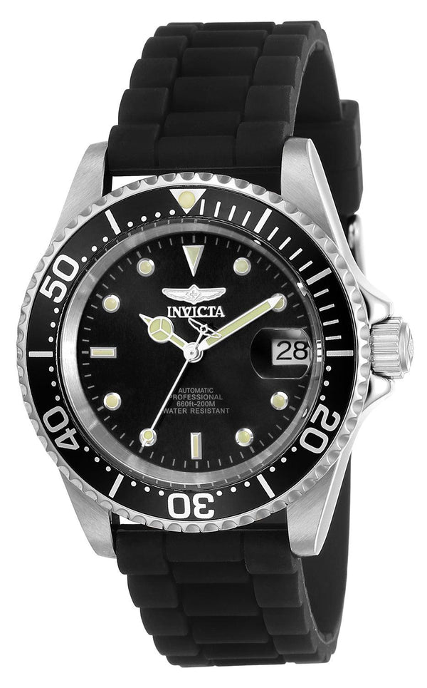 Invicta Men's Automatic Watch - Pro Diver Black Dial Black Silicone St
