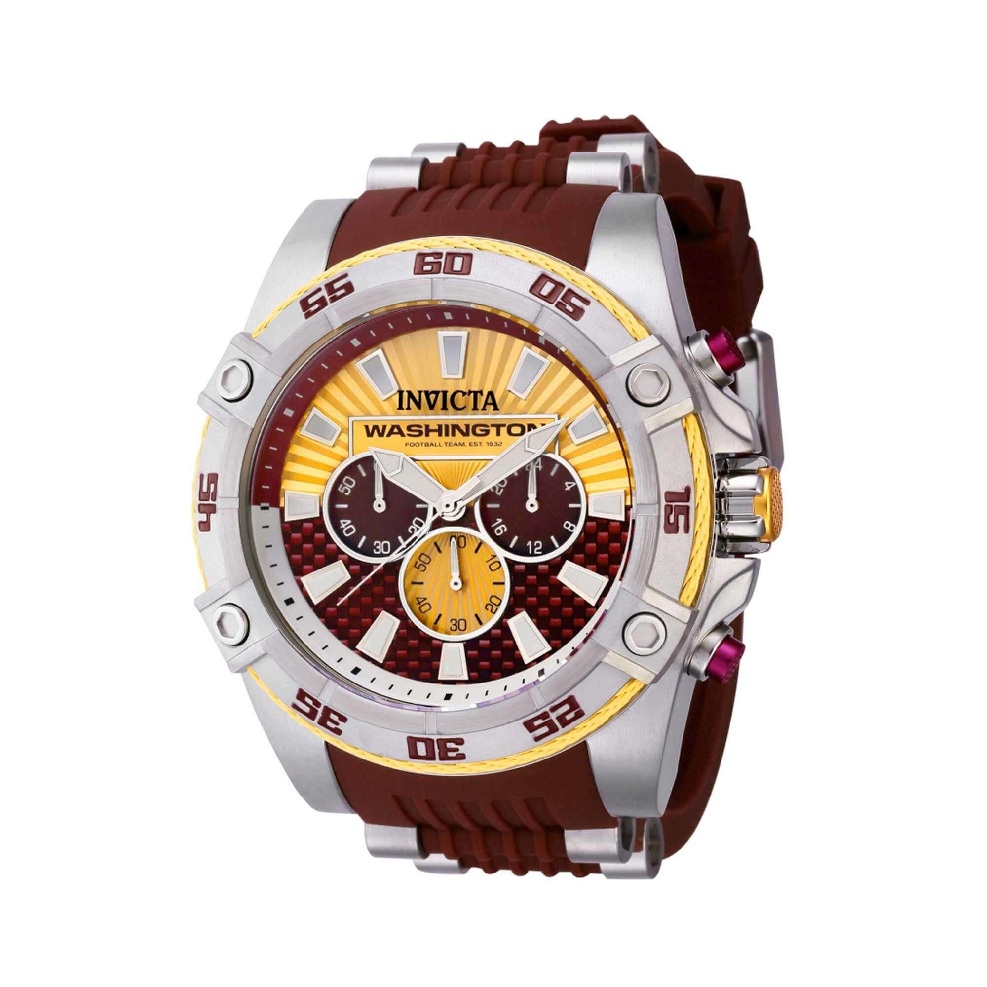 Invicta Men's Chrono Watch - NFL Washington Commanders Silver and Red