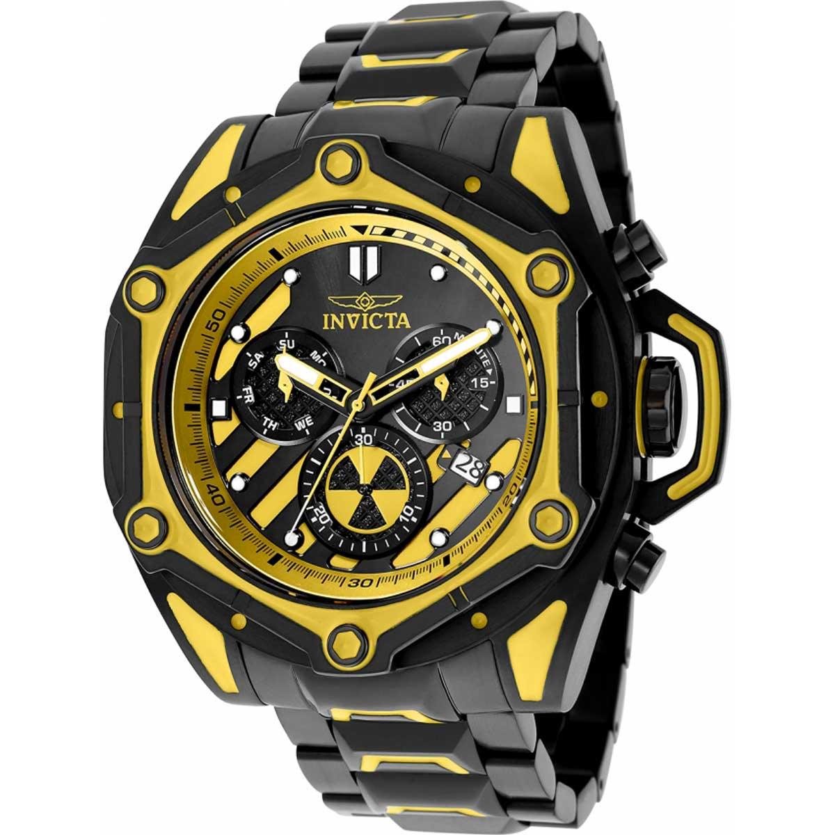 Invicta Men's Chronograph Watch - Sea Monster Black and Yellow Dial Br