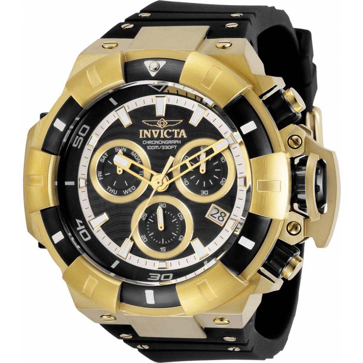 Invicta Men's Quartz Chronograph Watch - Akula Black Silicone Rubber S
