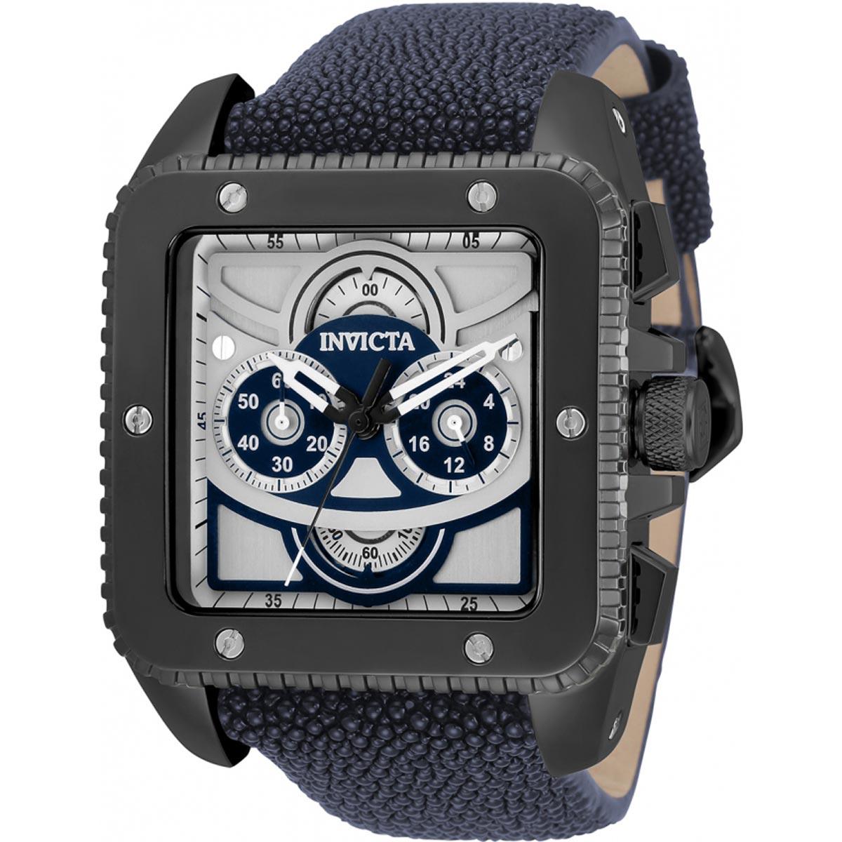 Invicta Men's Quartz Watch - Cuadro Chronograph Blue Stingray Leather ...