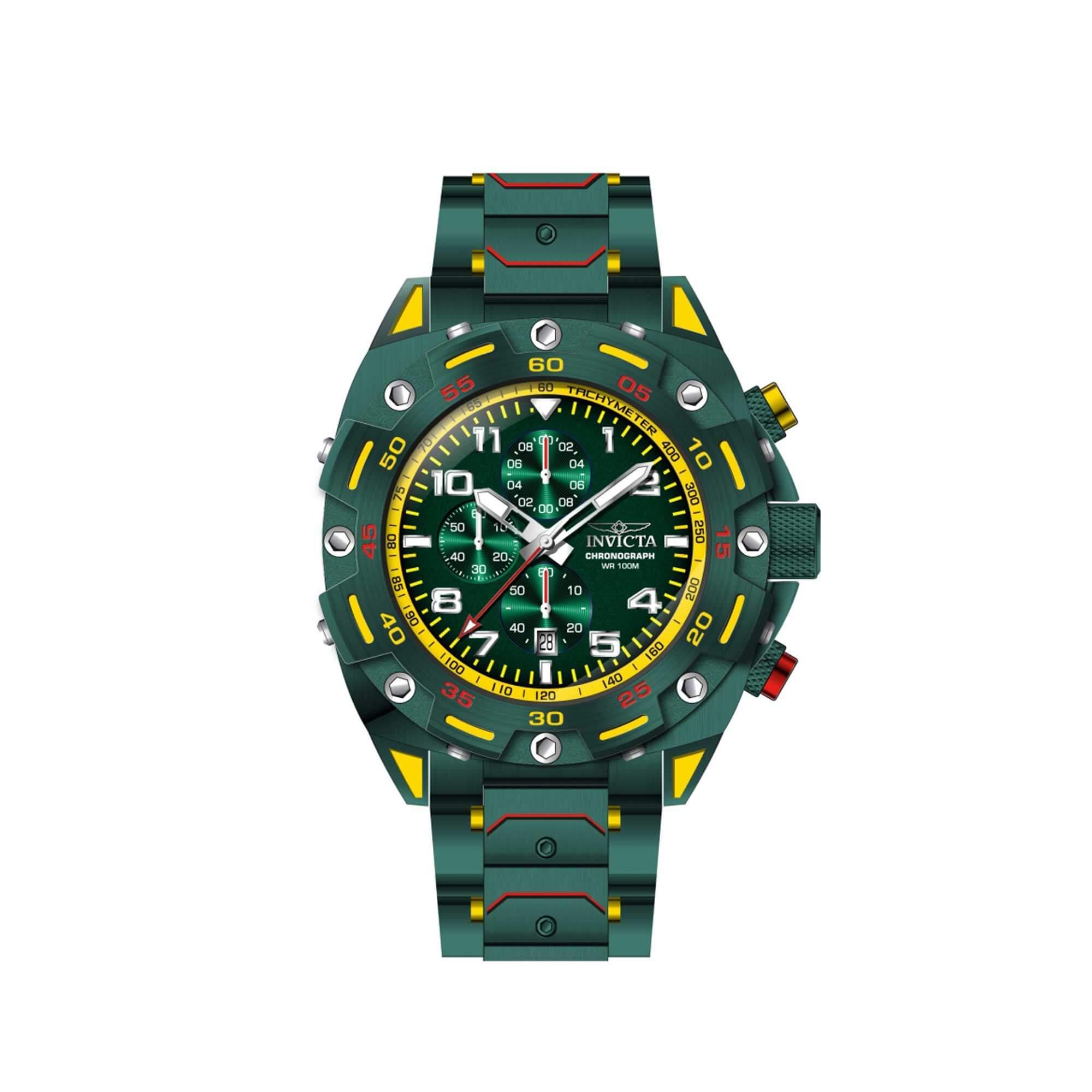 Invicta Men's Quartz Watch - Sea Monster Chronograph Green Dial Steel