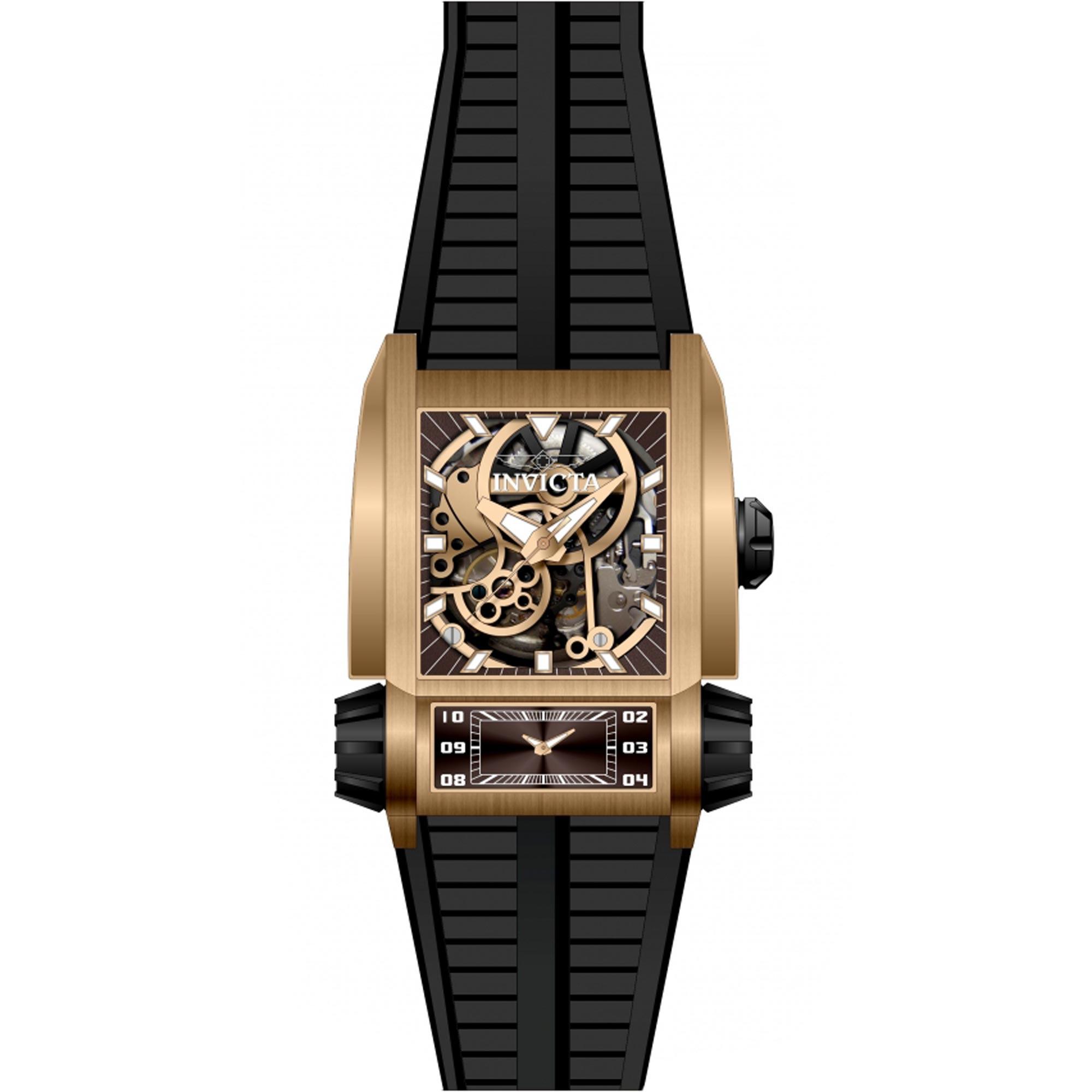 Invicta Men's Watch - Akula Automatic Semi Skeleton Dial Black Rubber