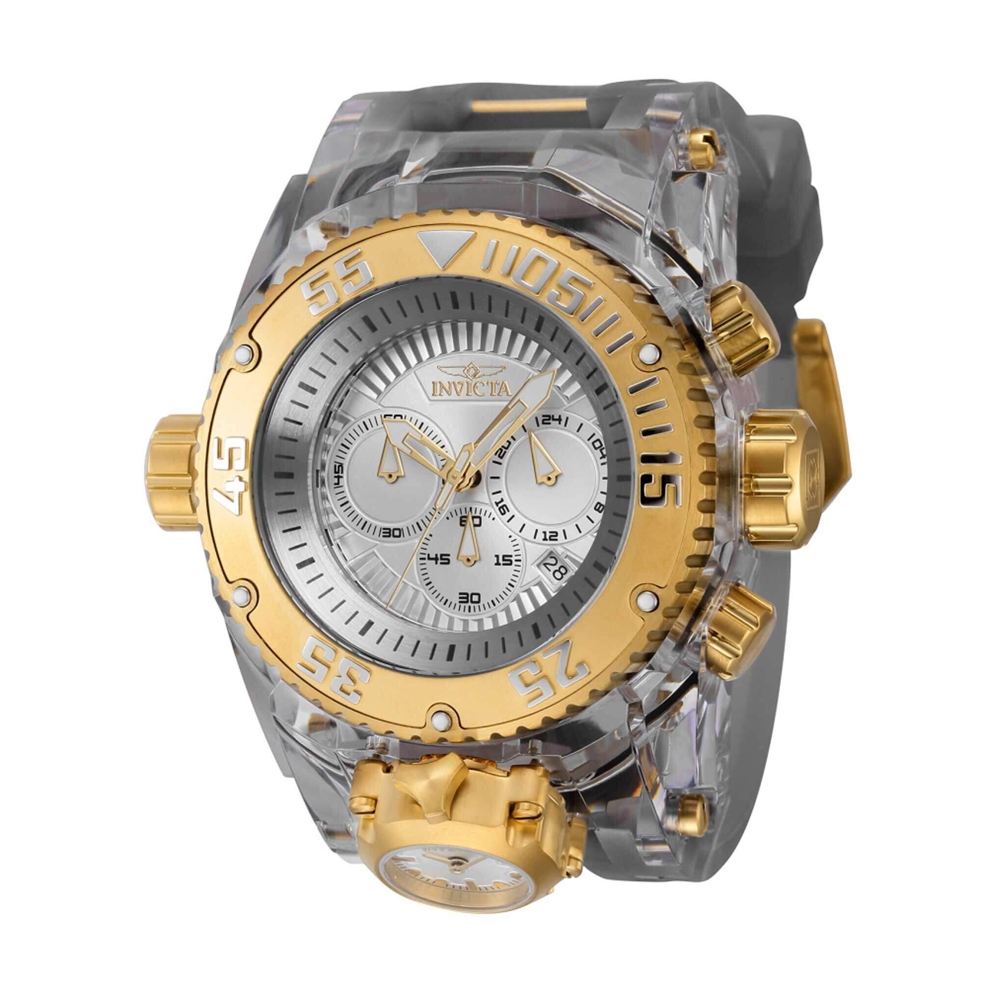 Invicta Men's Watch - Bolt Zeus Magnum Chrono Silver Tone Dial Rubber