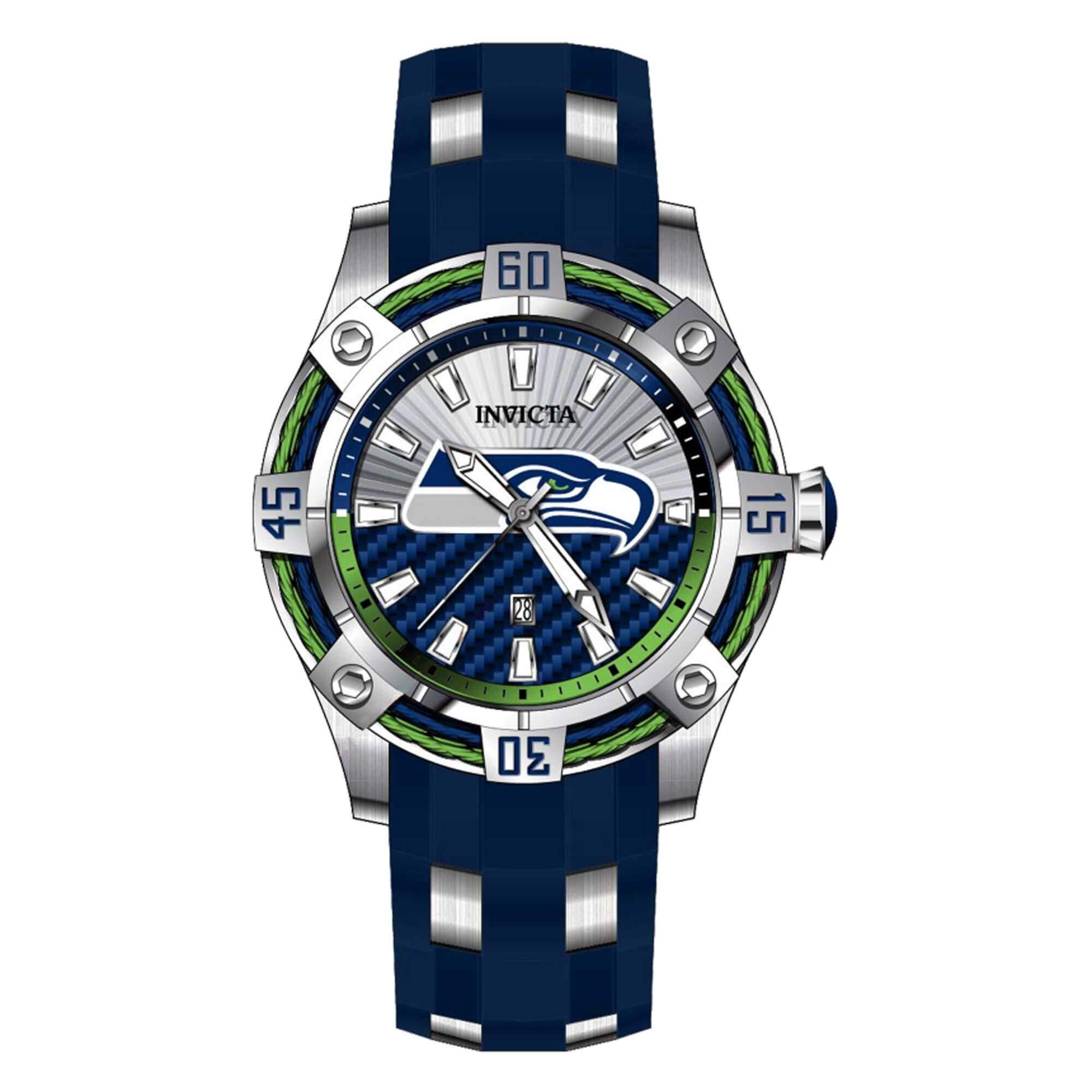 Invicta Men's Watch - NFL Seattle Seahawks Blue and Silver Tone Dial ...
