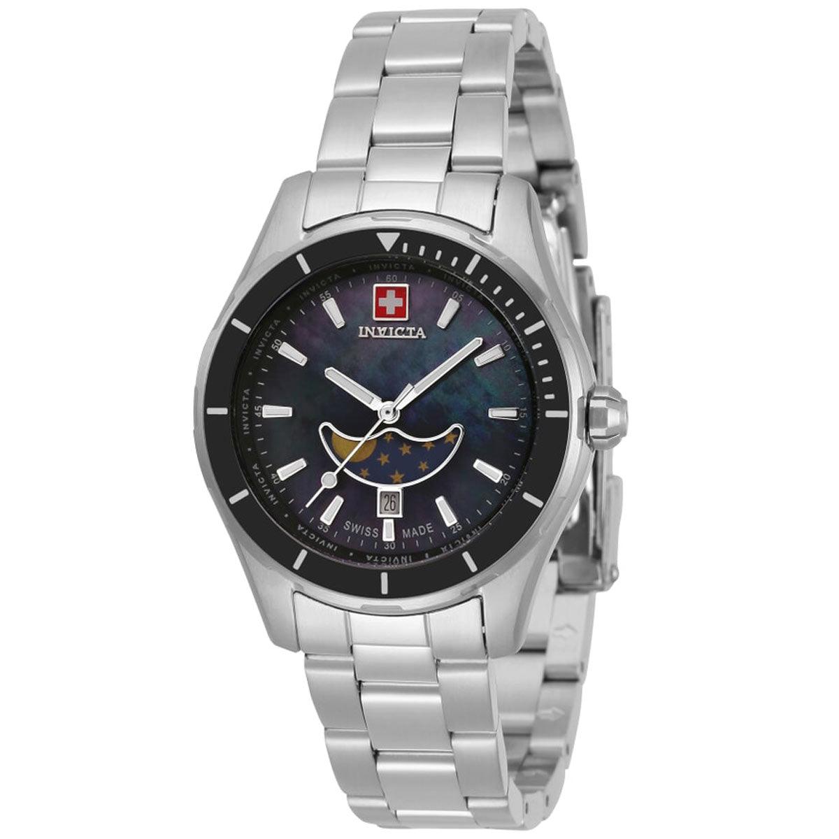 Invicta Women's Quartz Watch - Pro Diver Moon Phase Black MOP Dial Bra
