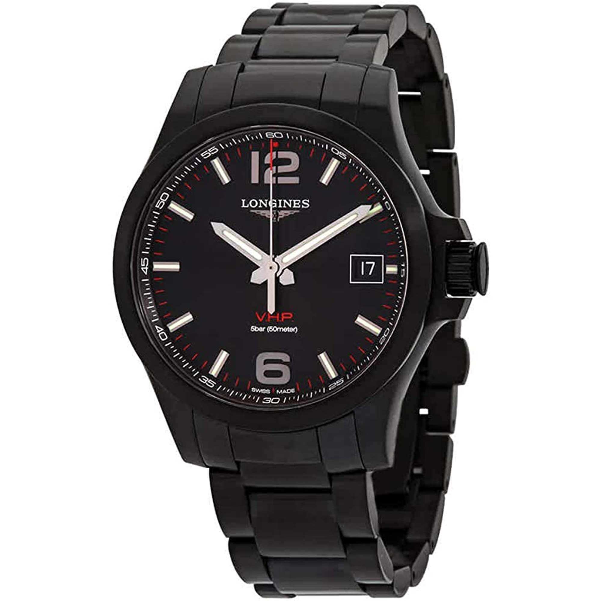 Longines Men's Watch - Conquest V.H.P. Date Display Black Steel ...
