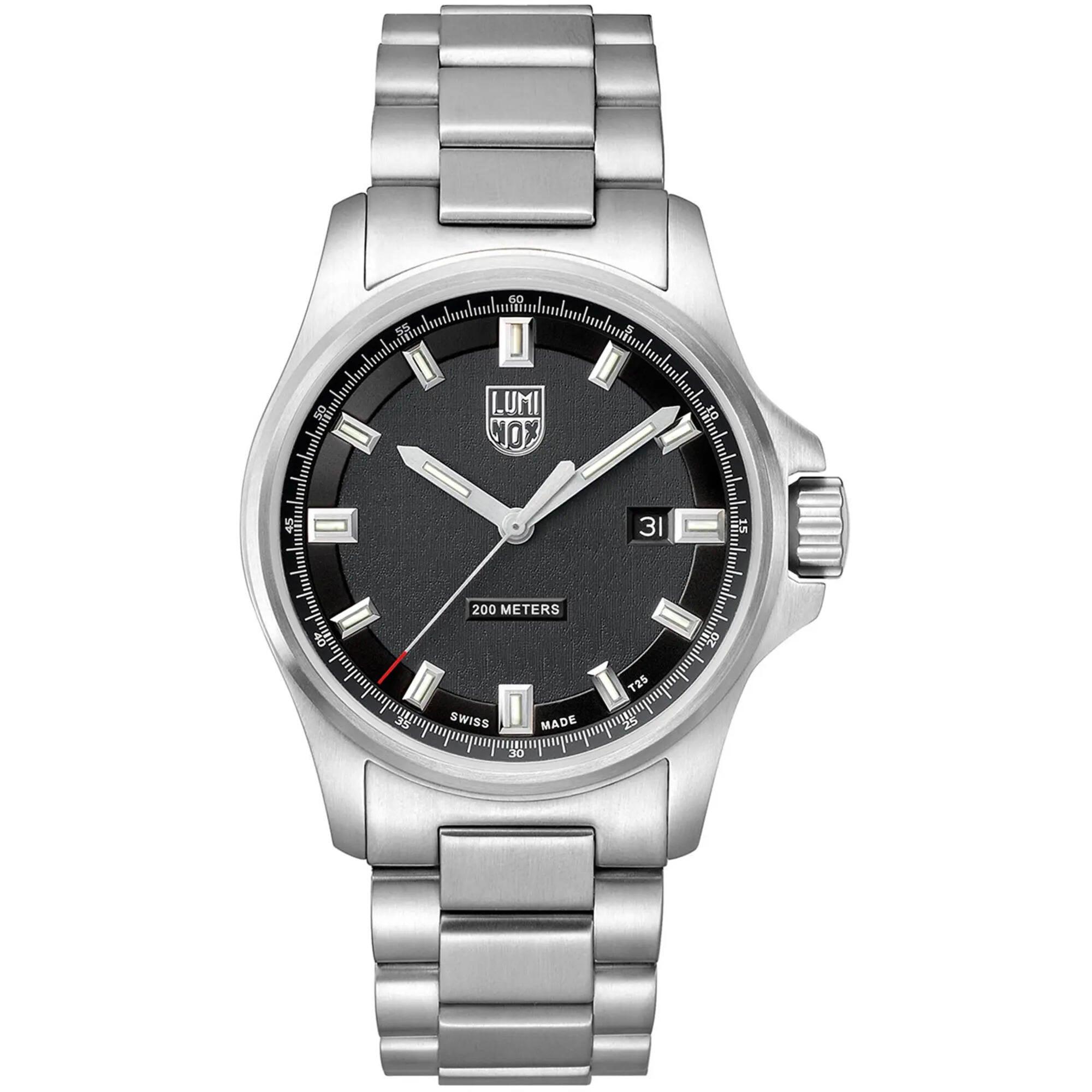 Luminox Men's Watch - Recon Date Black Dial Silver Steel Bracelet Quar