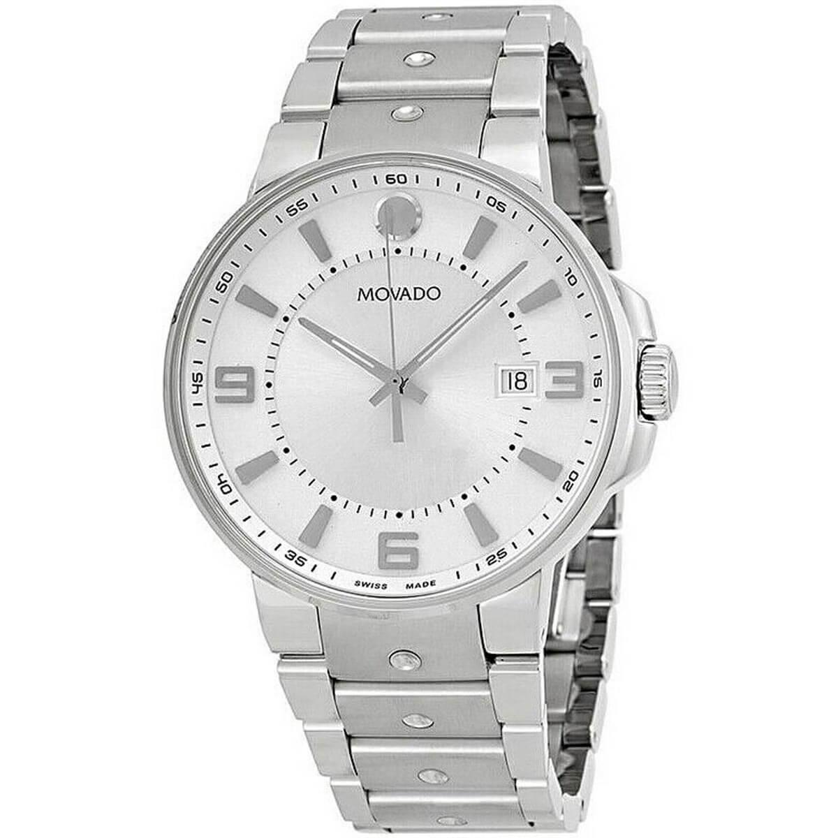 Movado Men's Quartz Watch - SE Pilot Silver Dial Stainless Steel ...