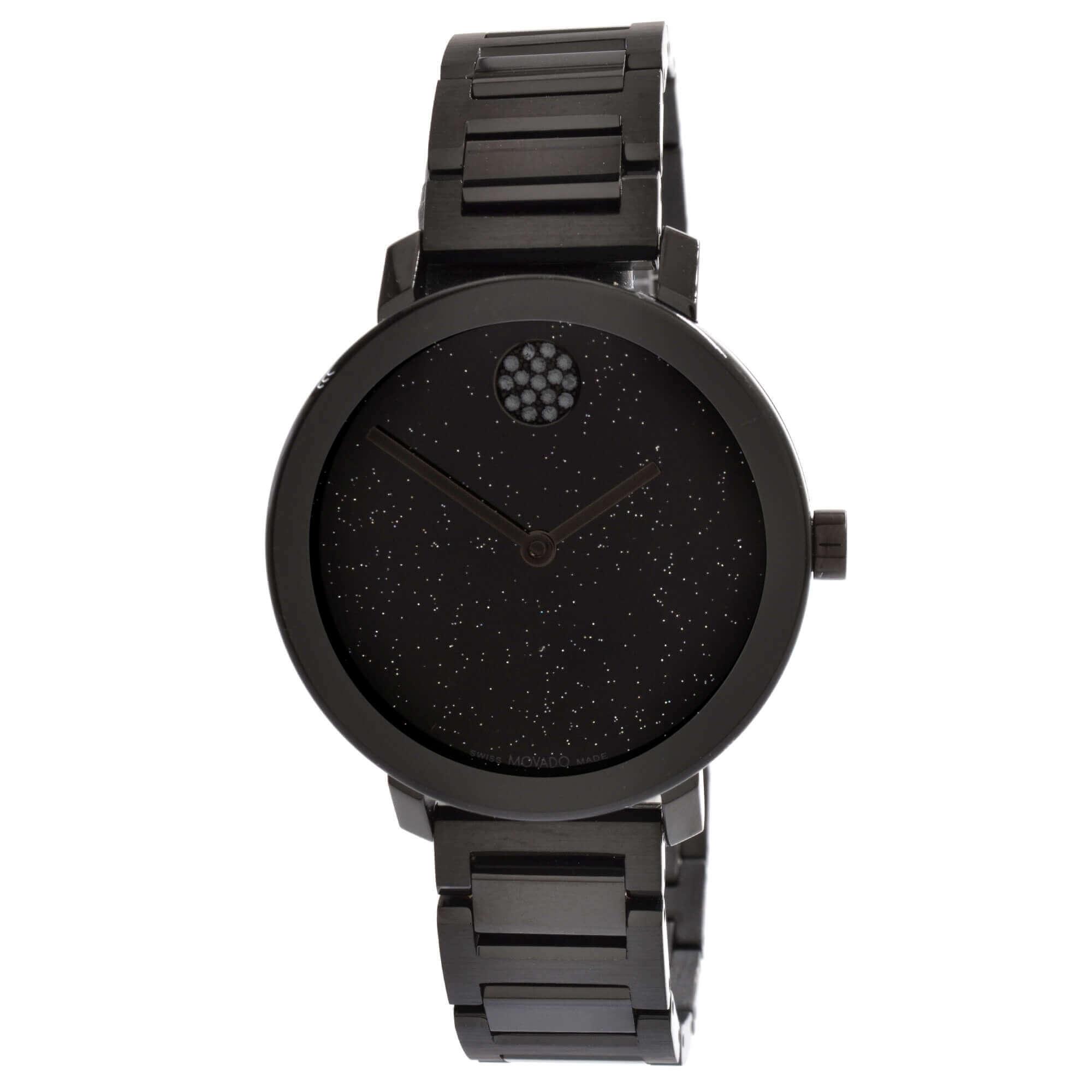 Movado Women's Watch - Bold Evolution Black Glitter Dial Steel Bracelet ...