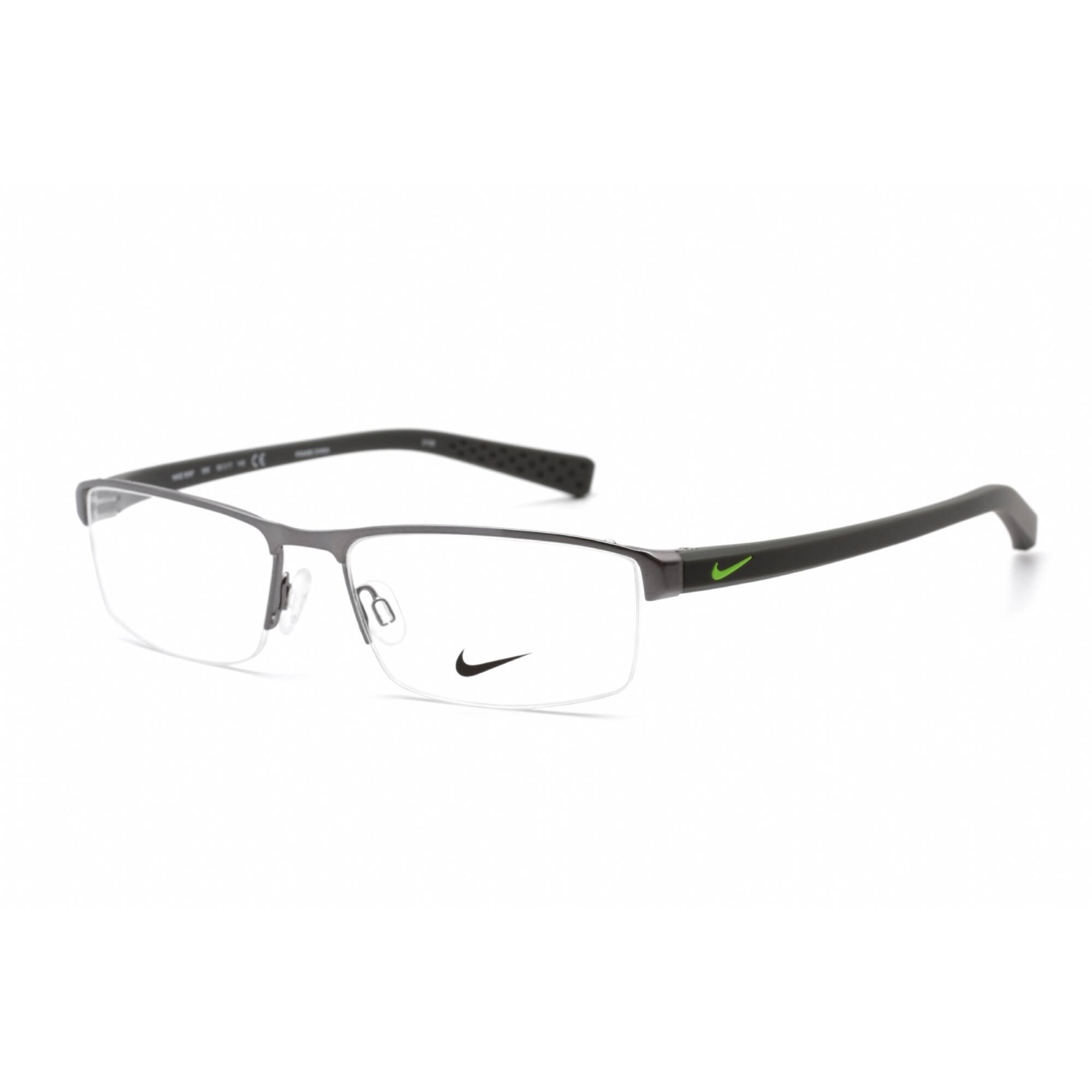 Nike Men's Eyeglasses - Half Rim Black Rectangular Shape Metal Frame ...
