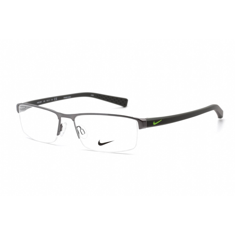 Nike Men's Eyeglasses - Half Rim Black Rectangular Shape Metal Frame