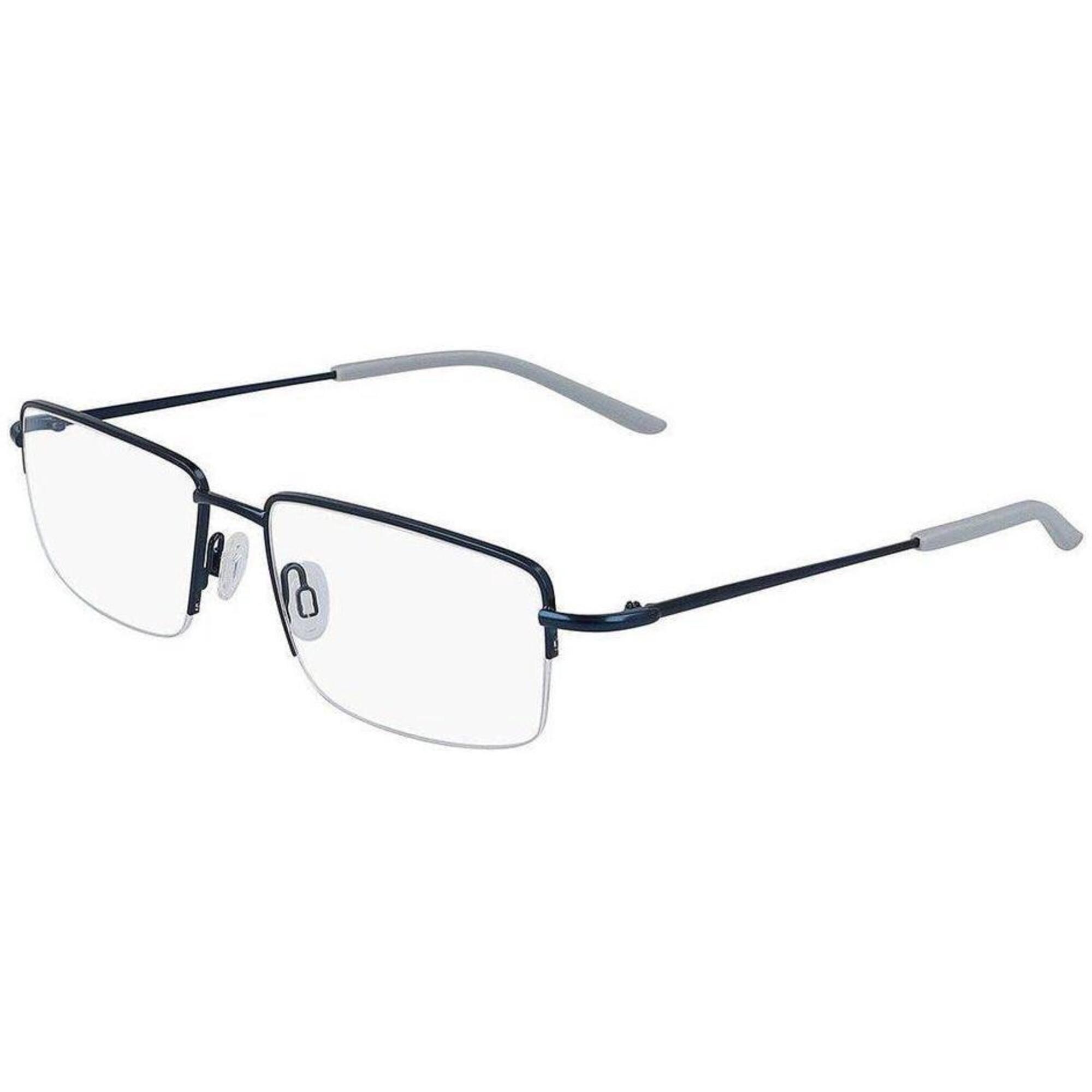 Nike Men's Eyeglasses - Navy Rectangular Half-Rim Metal Frame | NIKE 8