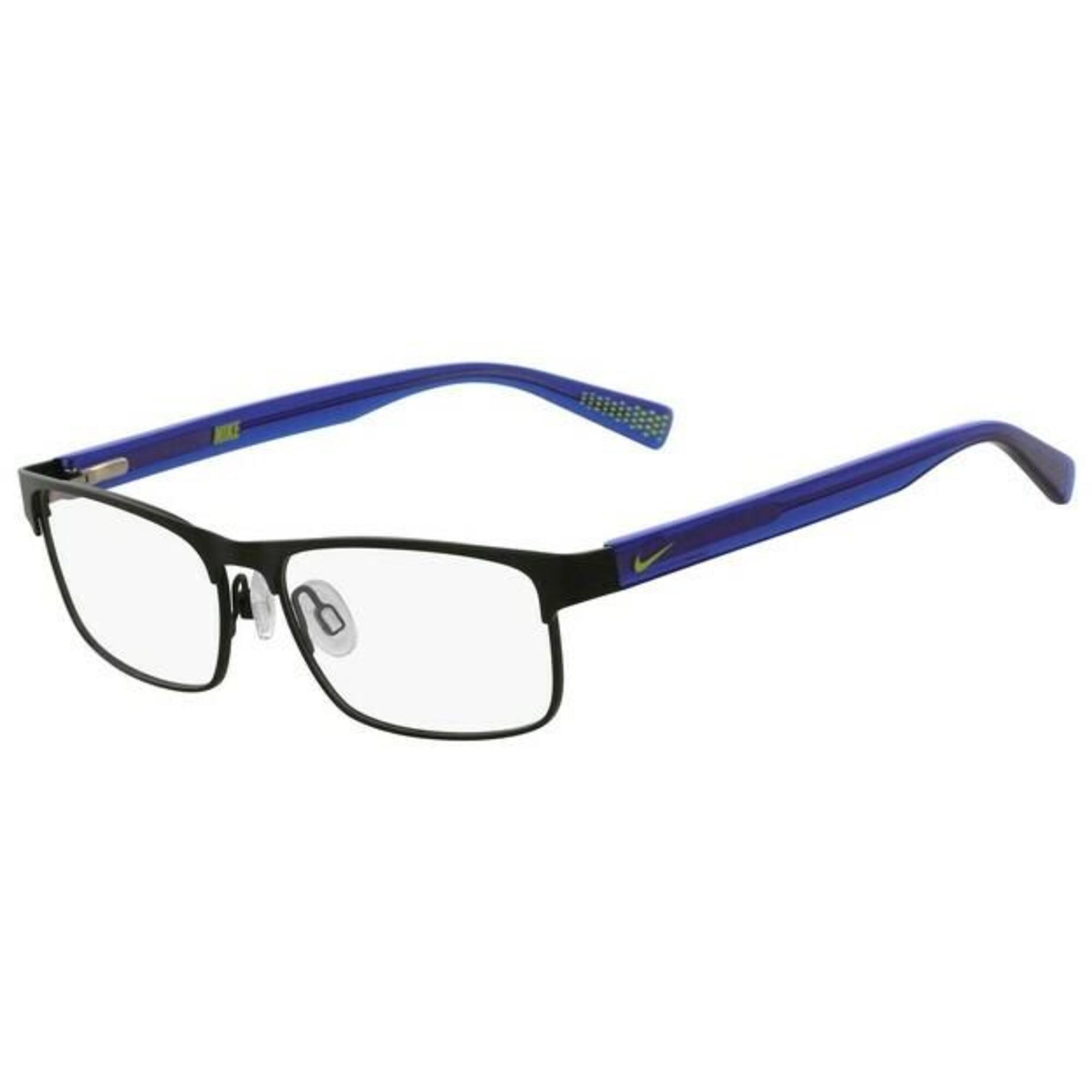 Nike Unisex Eyeglasses - Black and Racer Blue Rectangular Full-Rim Fra
