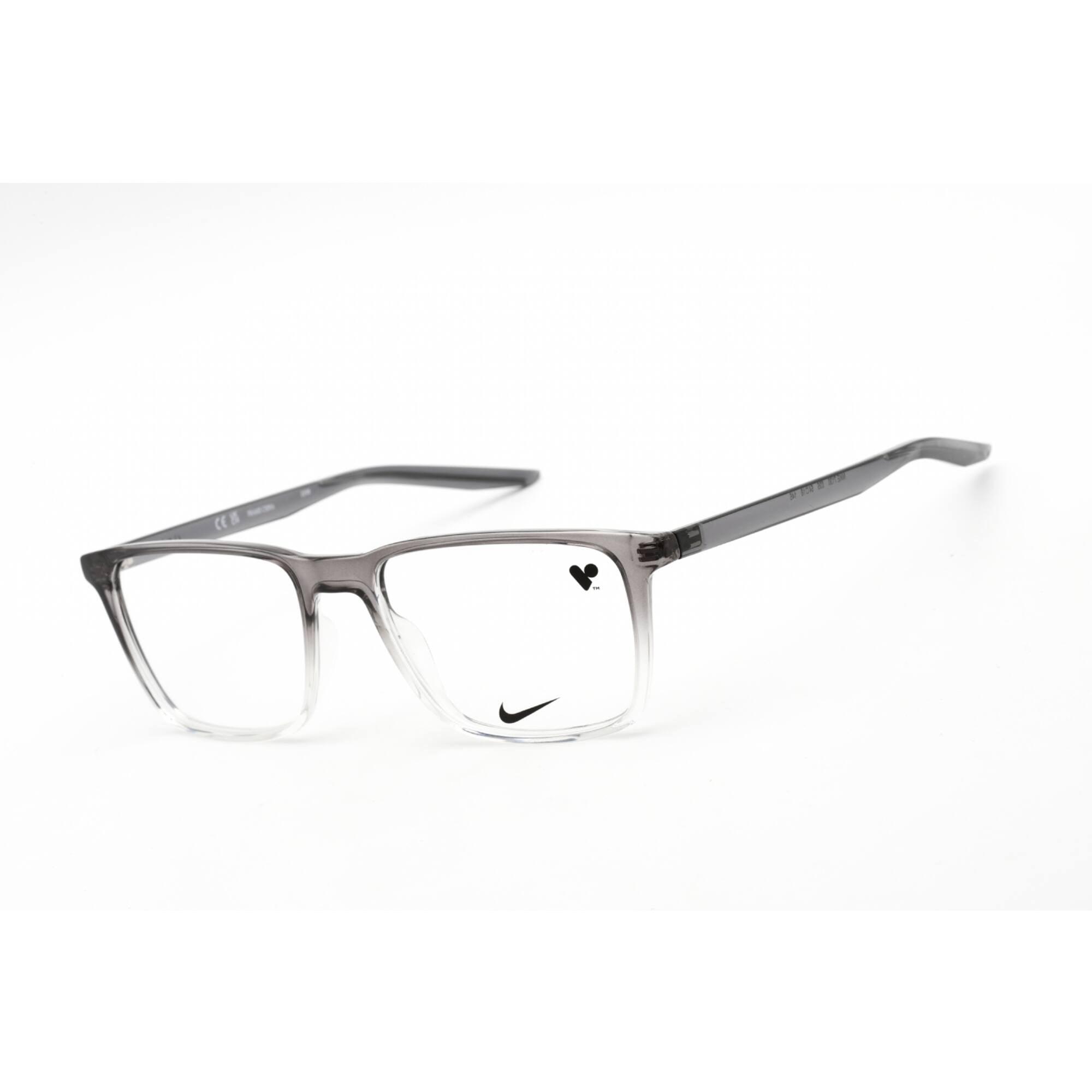 Nike Unisex Eyeglasses - Full Rim Rectangular Grey/Clear Plastic Frame