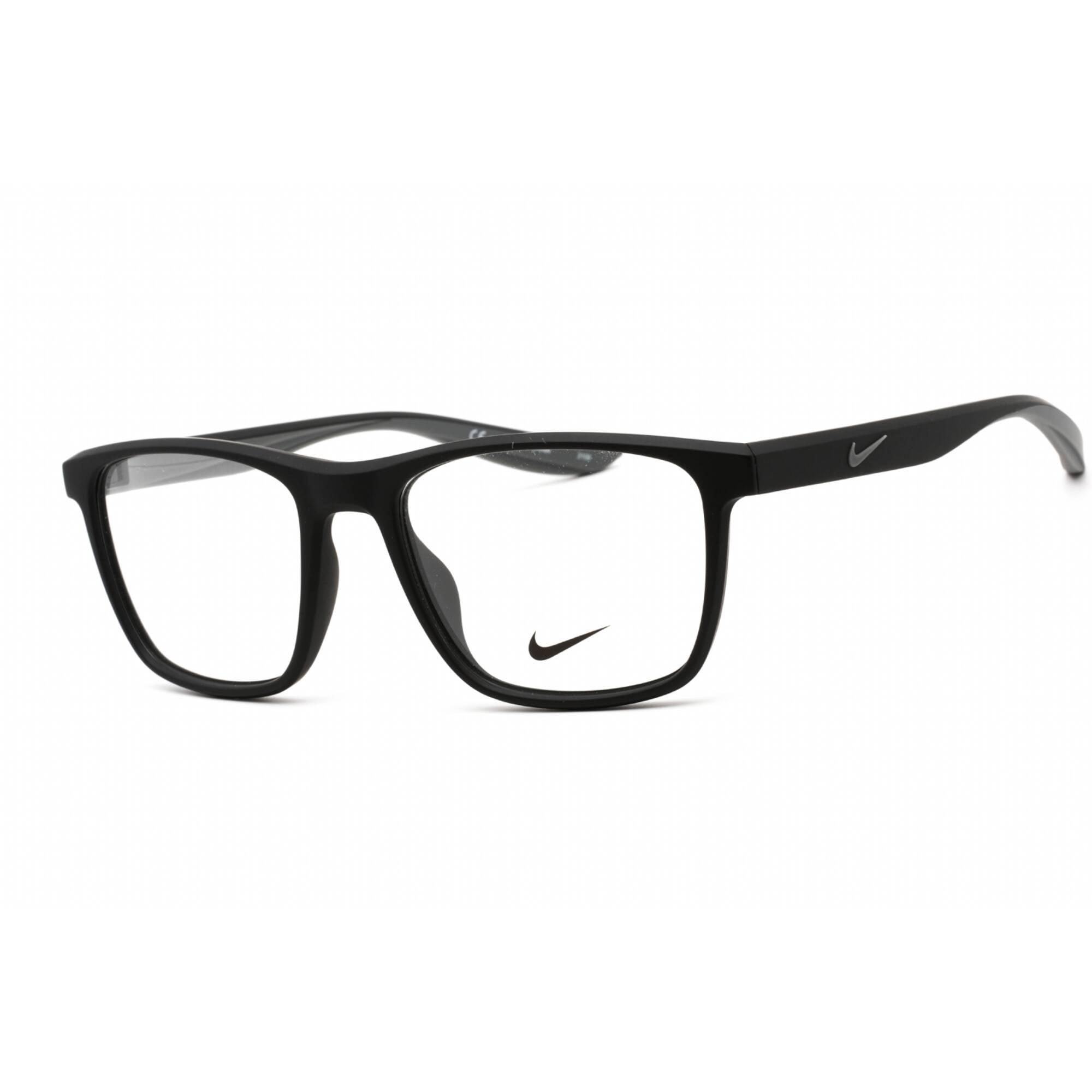 Nike Unisex Eyeglasses - Full Rim Square Matte Black Plastic Frame | N