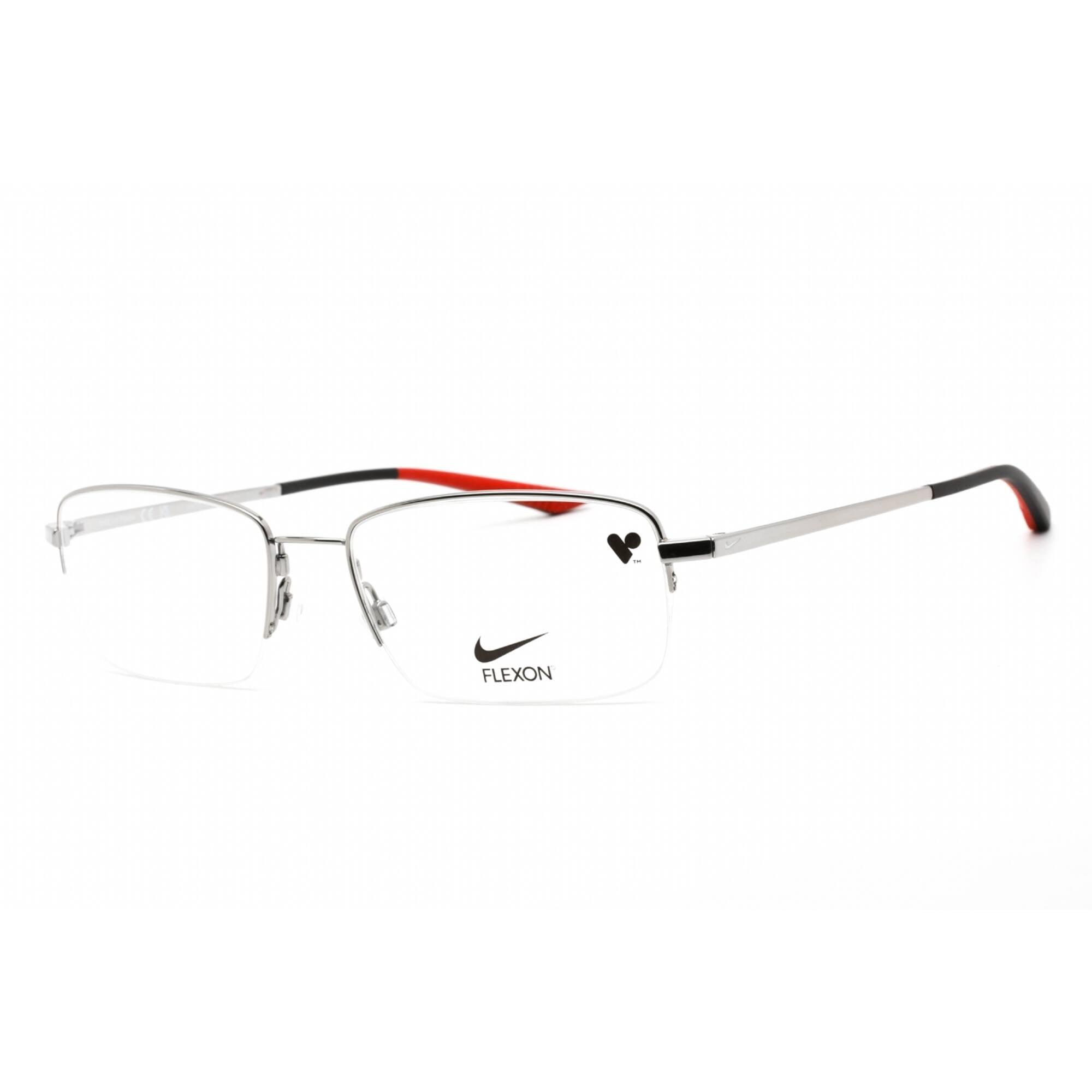Nike Unisex Eyeglasses - Half Rim Gunmetal/Black Rectangular Frame | N