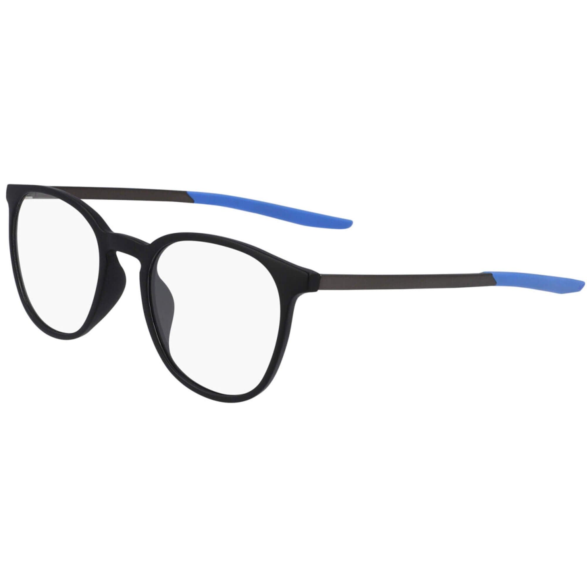 Nike Unisex Eyeglasses - Matt Black and Pacific Blue Square Frame | NI
