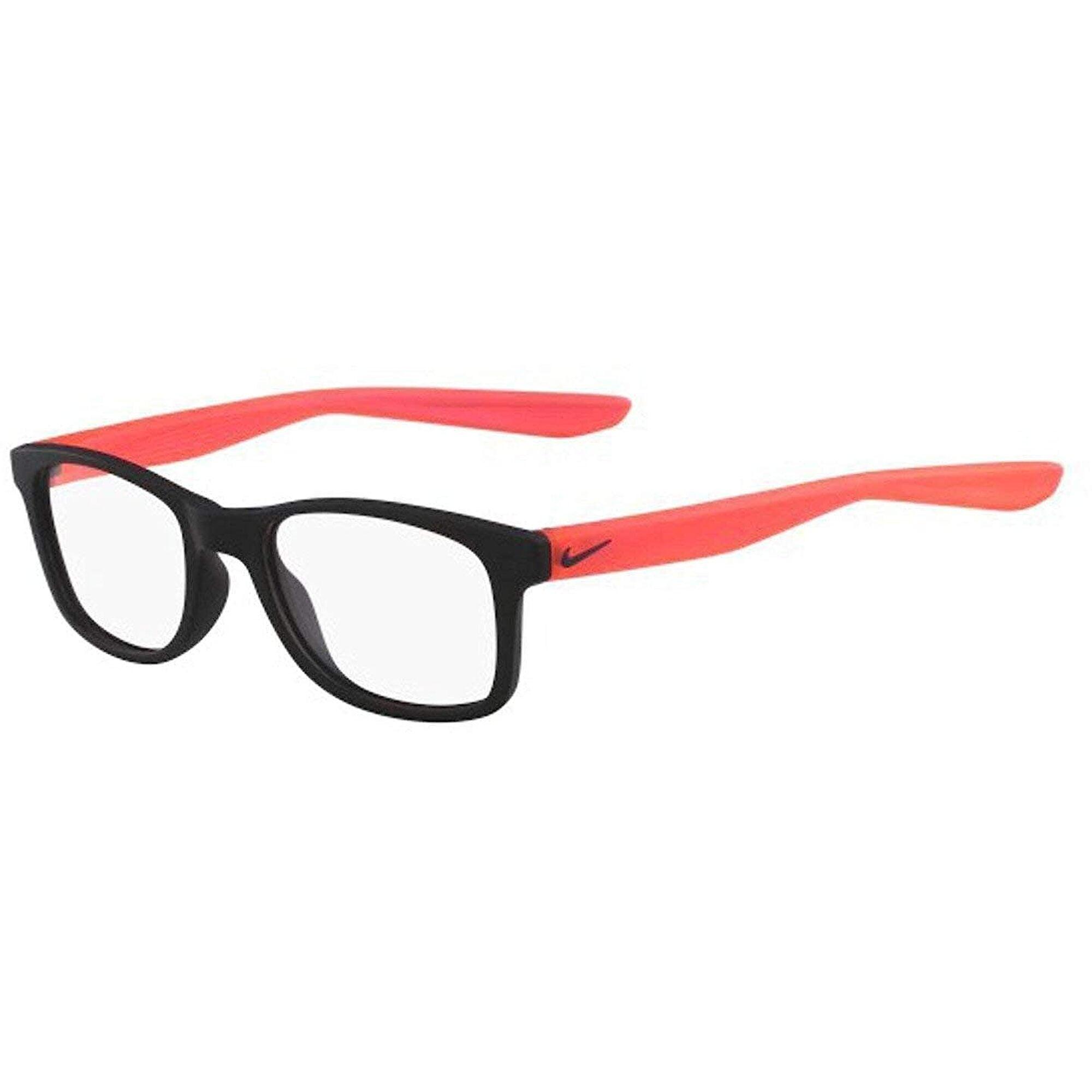 Nike Unisex Eyeglasses - Matt Black Solar Red Square Full-Rim Frame