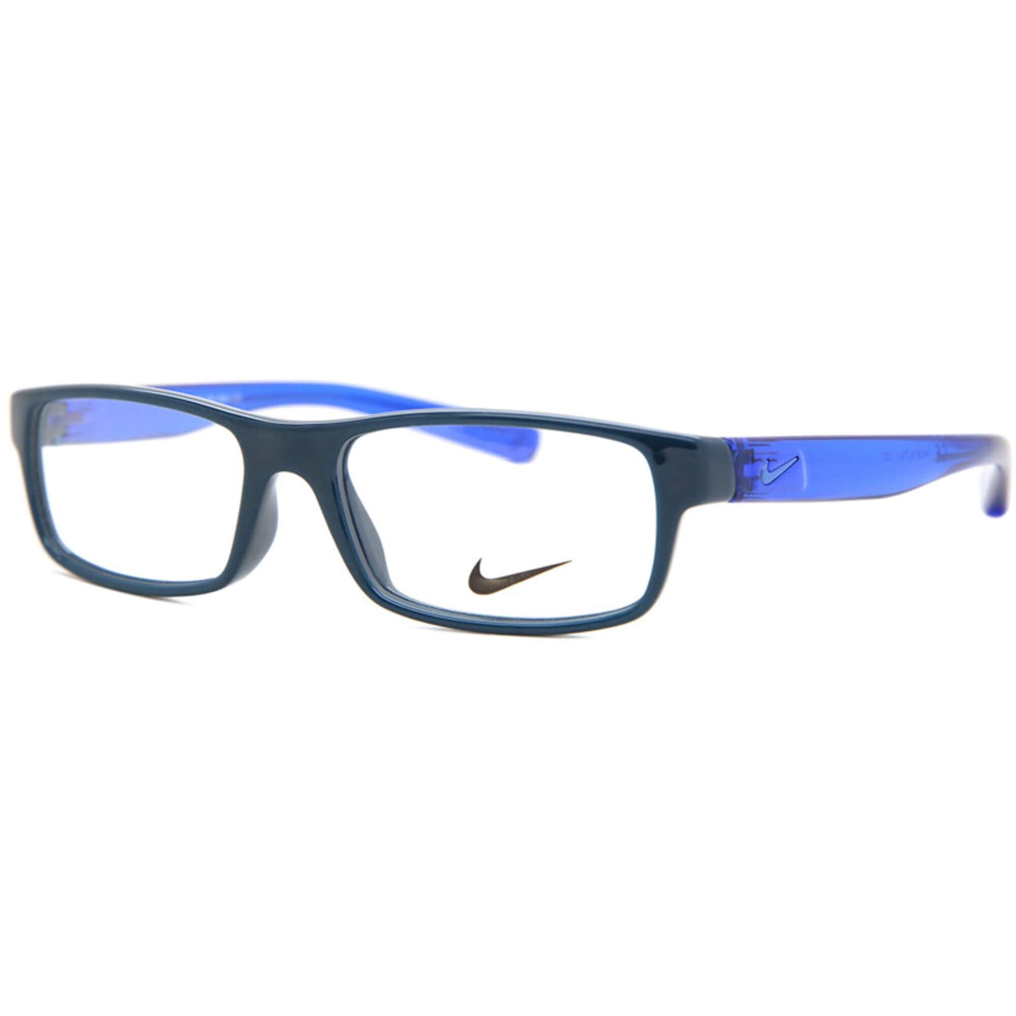 Nike Unisex Eyeglasses - Midnight Turq/Racer Blue Plastic Frame, 50 mm ...