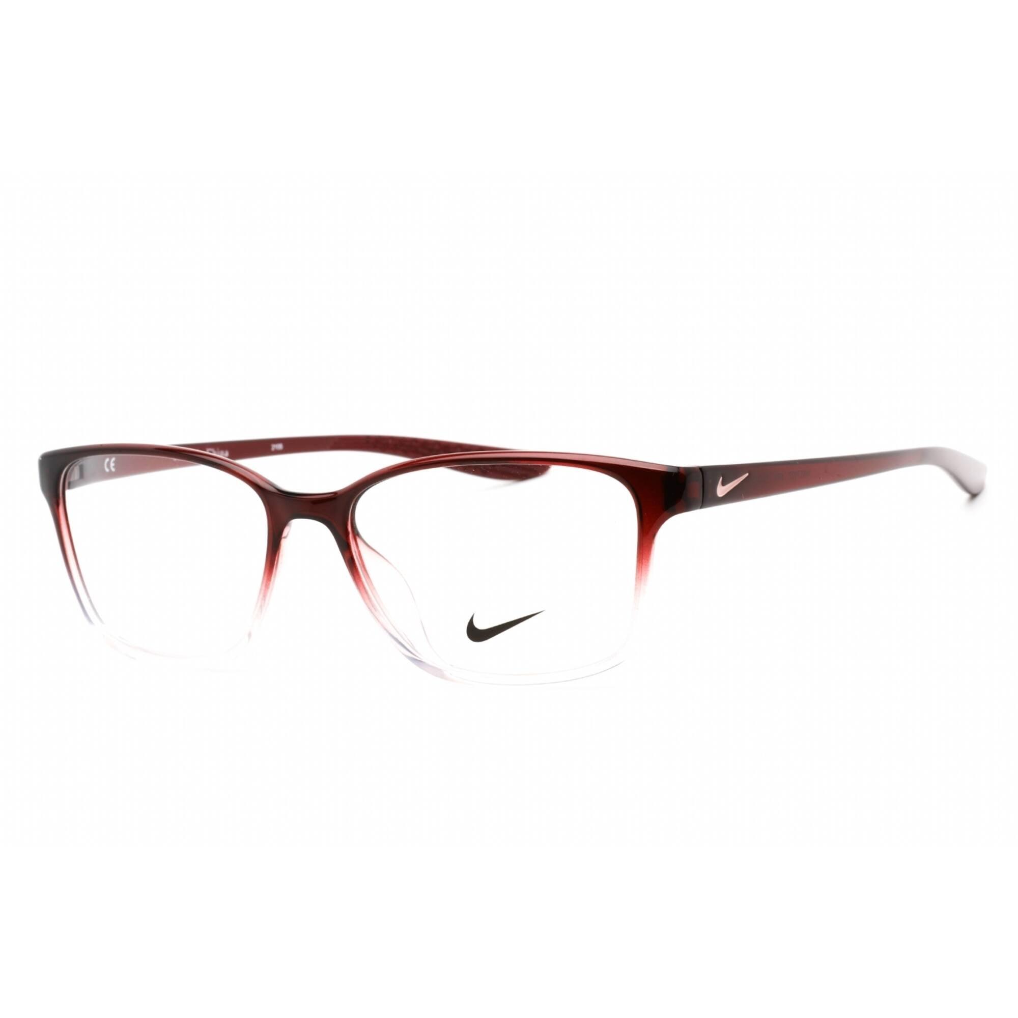 Nike Women's Eyeglasses - Rectangular Dark Beetroot Fade Plastic Frame